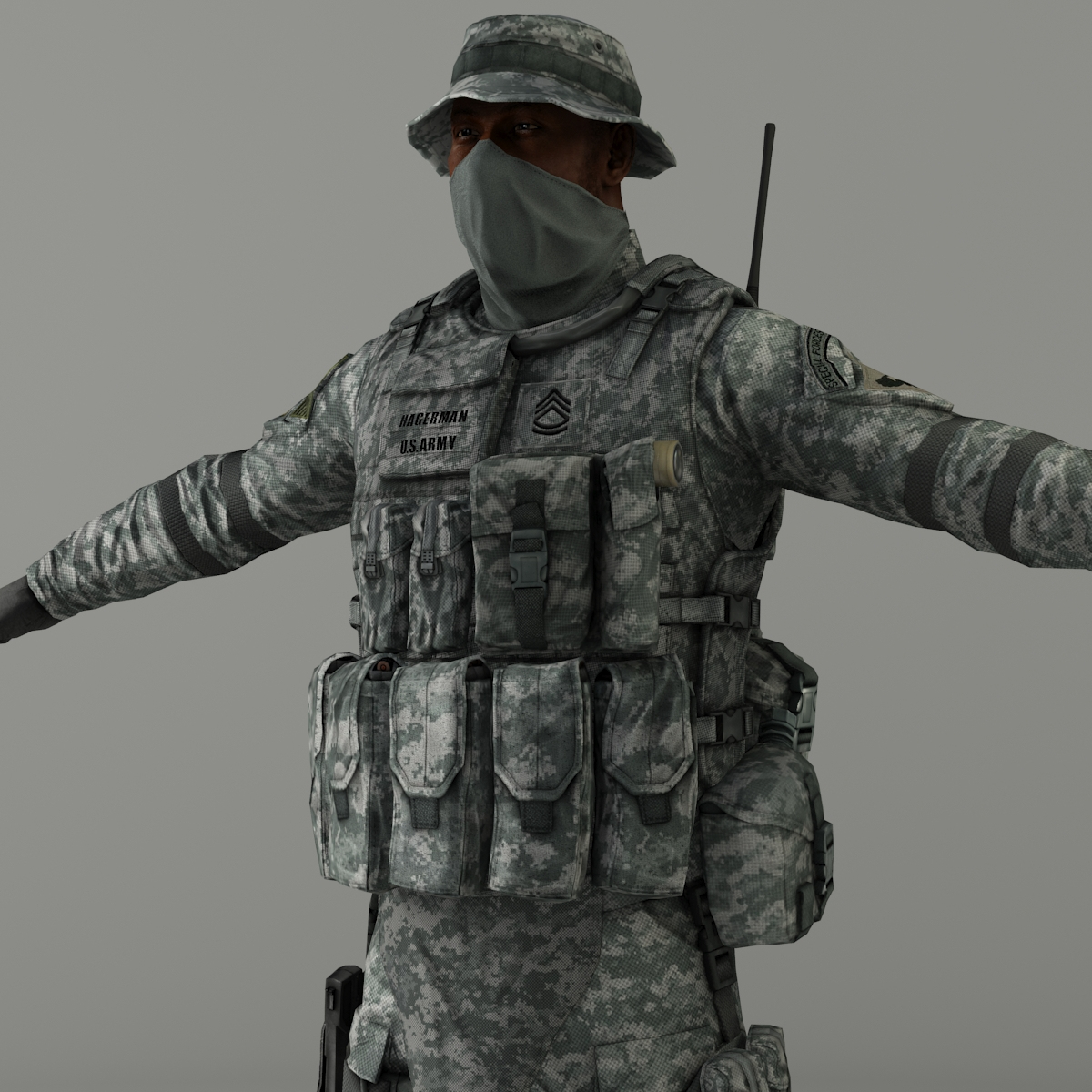 military male soldier 3d model