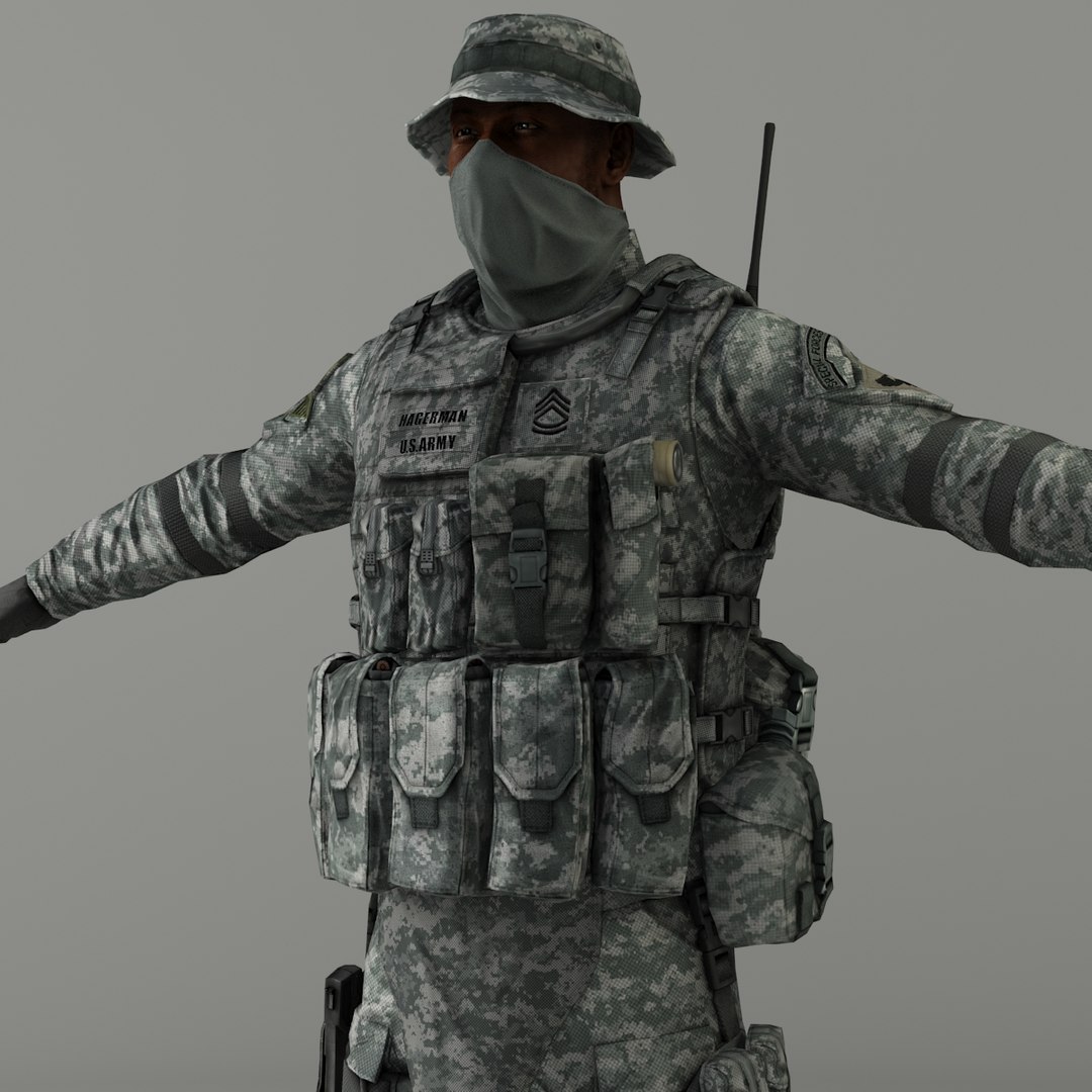 military male soldier 3d model