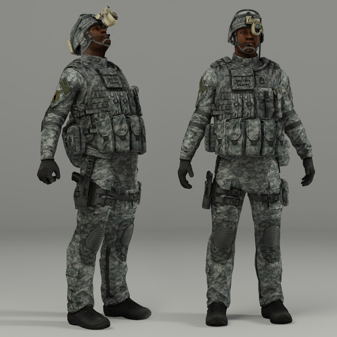 military male soldier 3d model