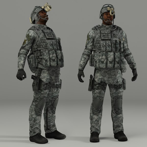 military male soldier 3d model