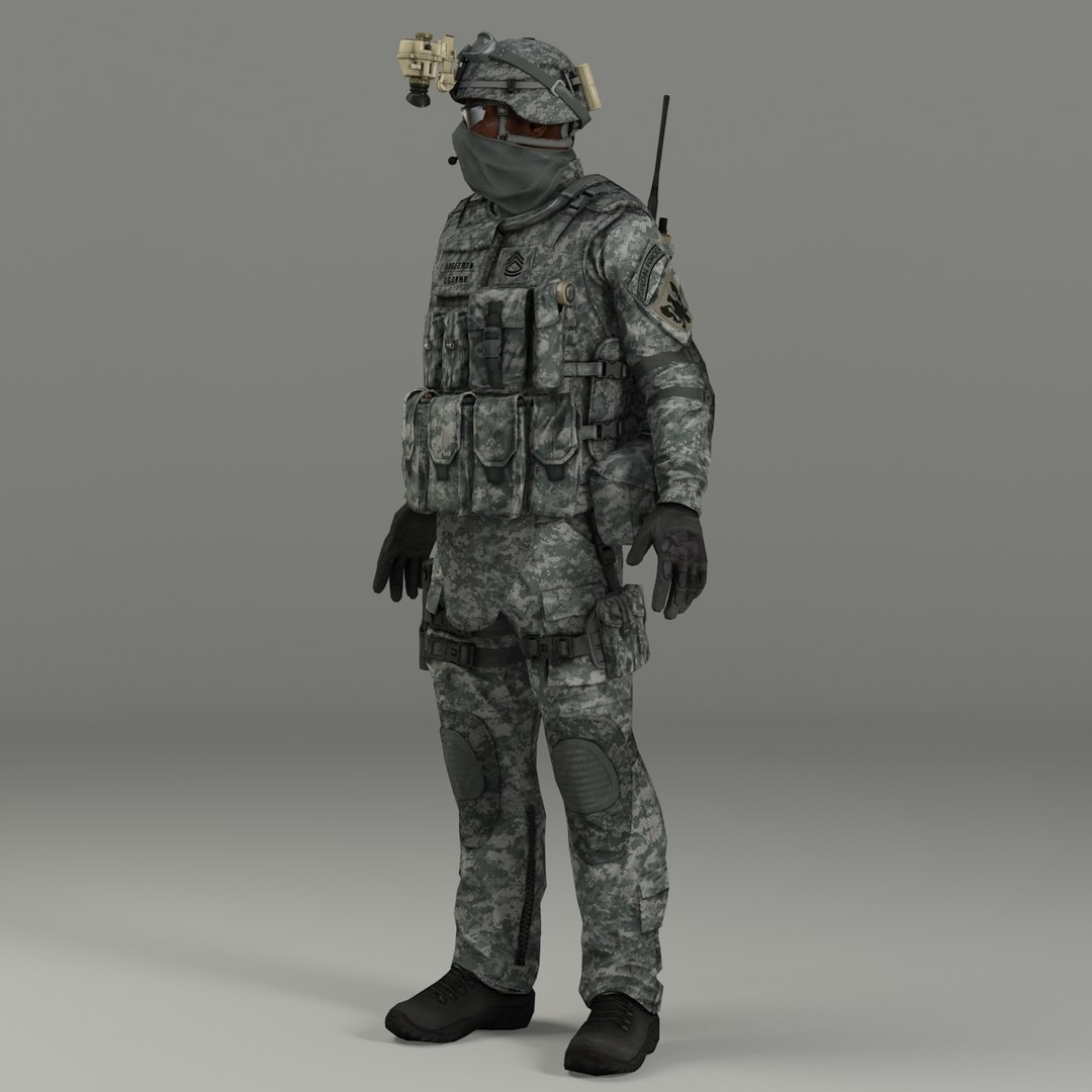 military male soldier 3d model
