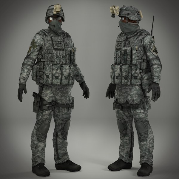 military male soldier 3d model