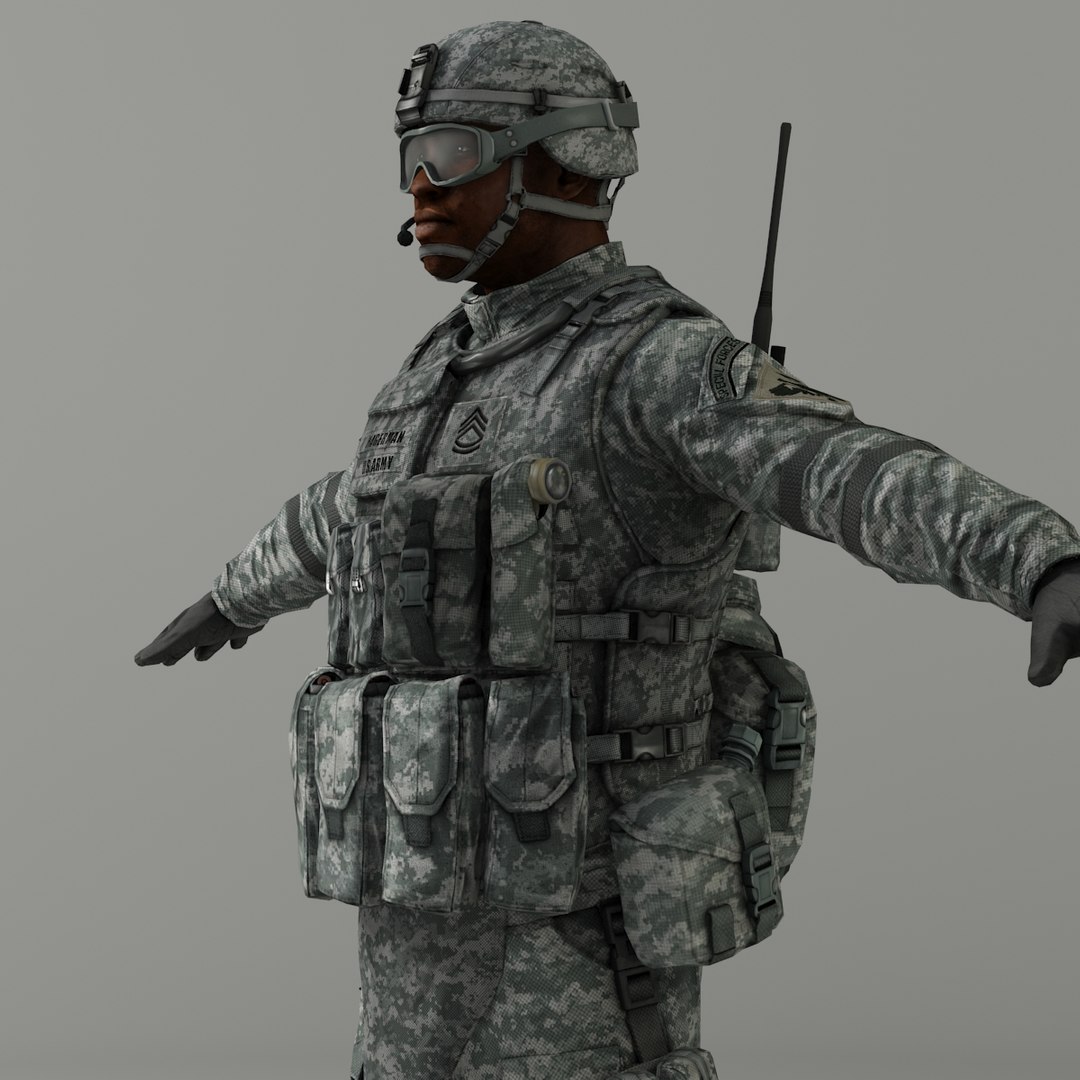 military male soldier 3d model