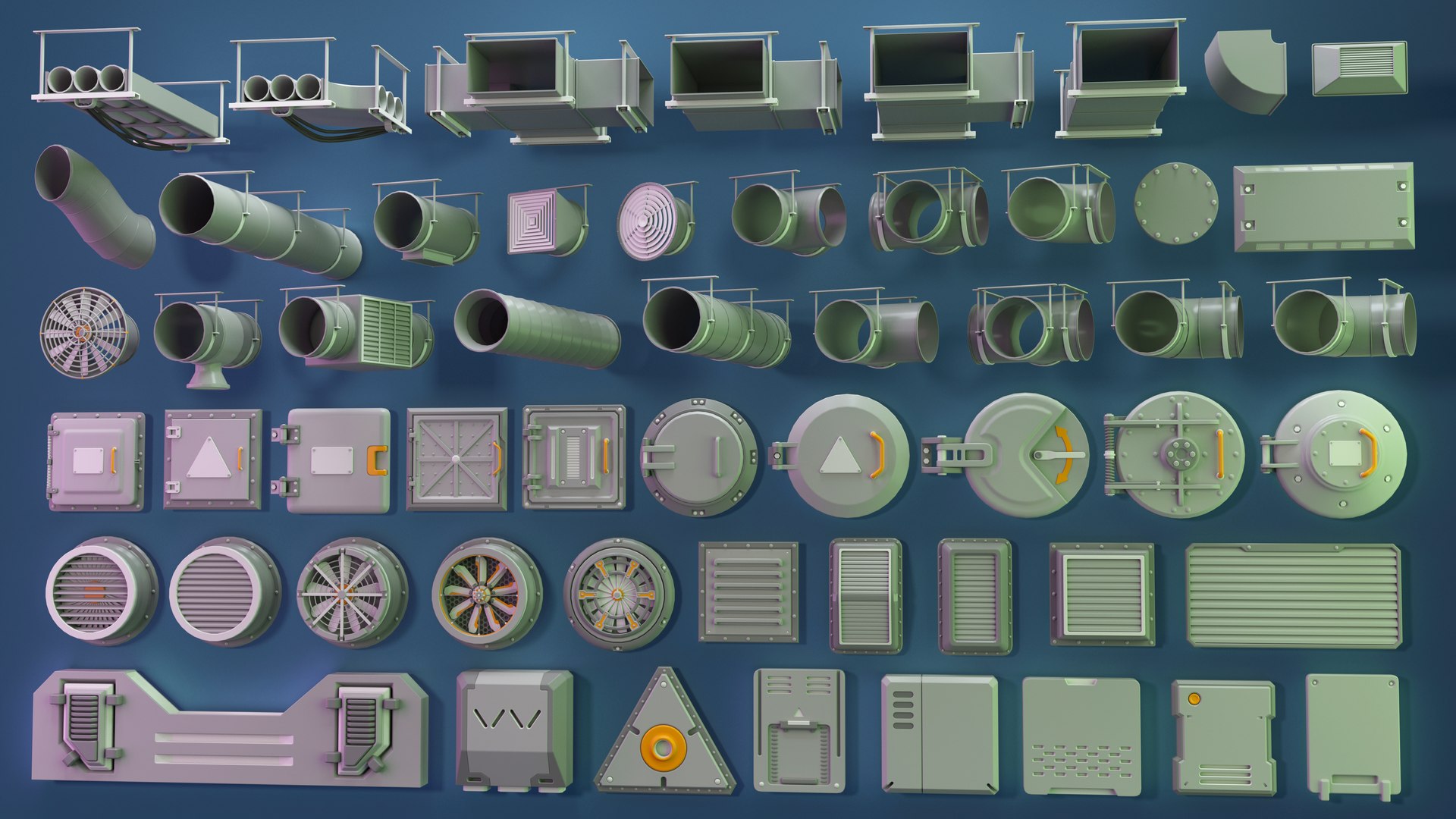 3D Industrial Kitbash - 8 - 55 Pieces - TurboSquid 2118360