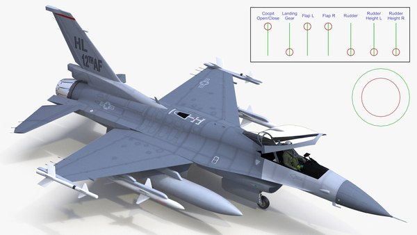 modelo 3d Caza F 16 Fighting Falcon con armamento a reacción preparado ...