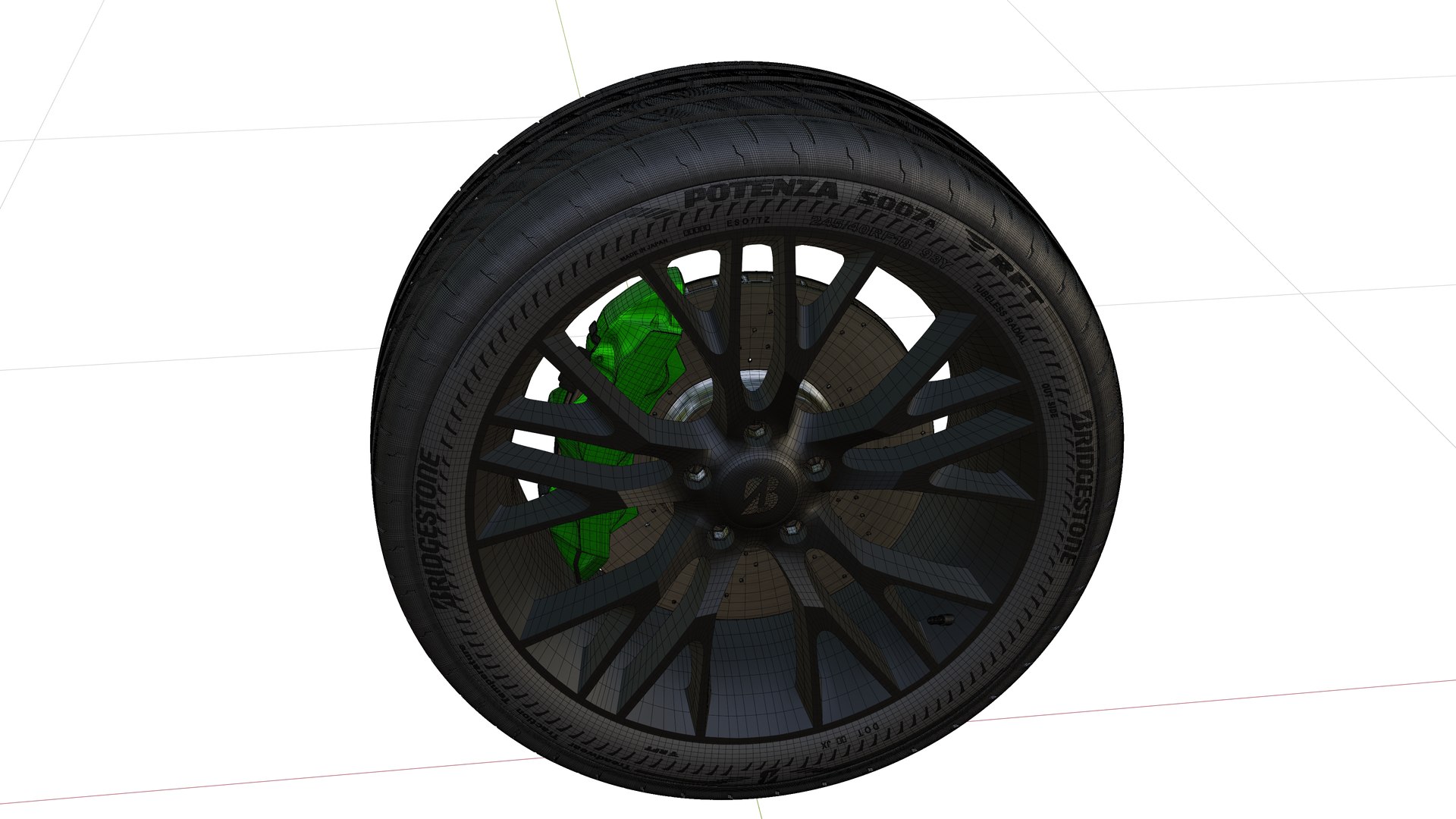 3D 3D 3d Wheel Model Of Bridgestone Potenza S007A RFT - TurboSquid 2141556