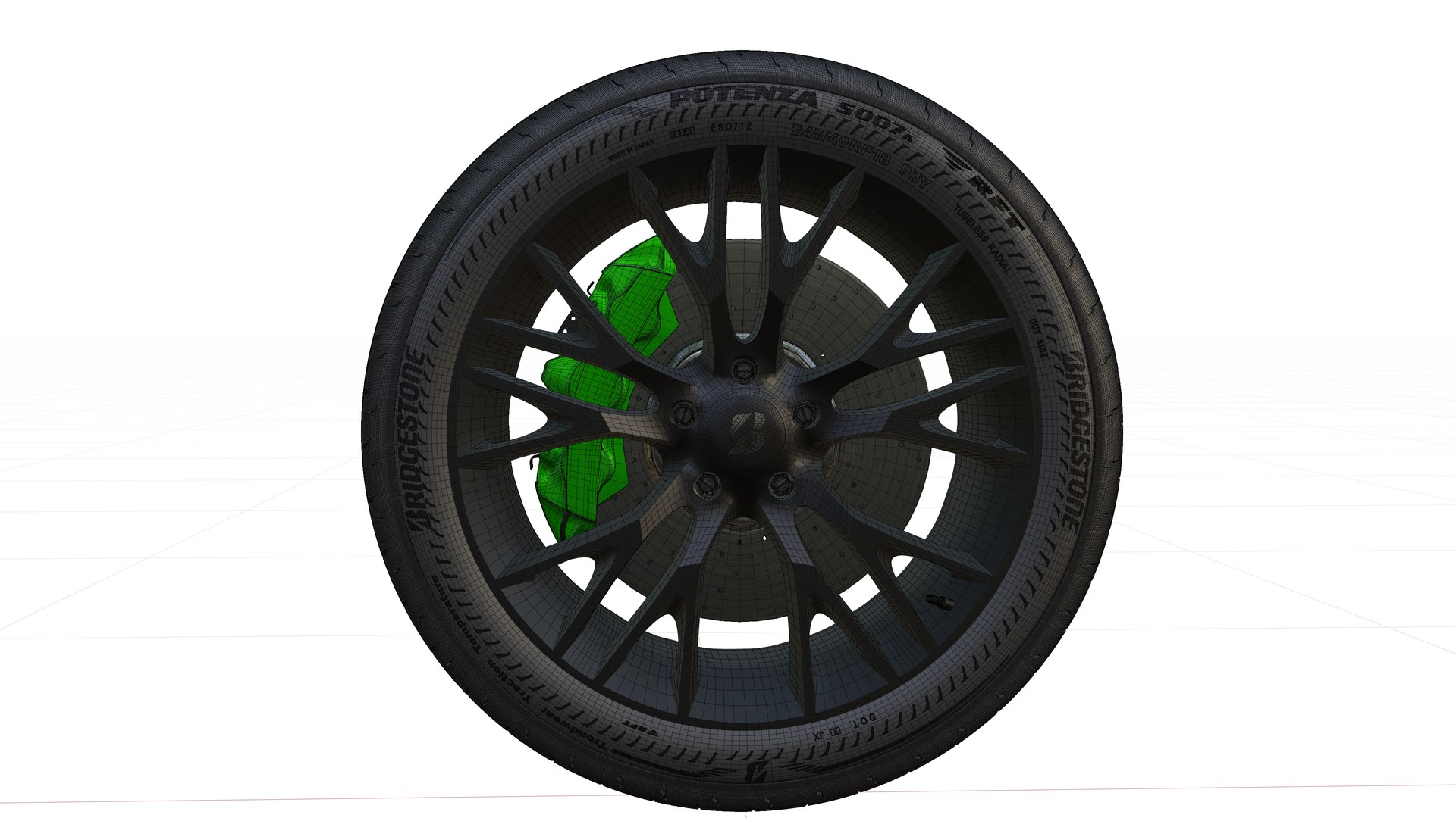 3D 3D 3d Wheel Model Of Bridgestone Potenza S007A RFT - TurboSquid 2141556