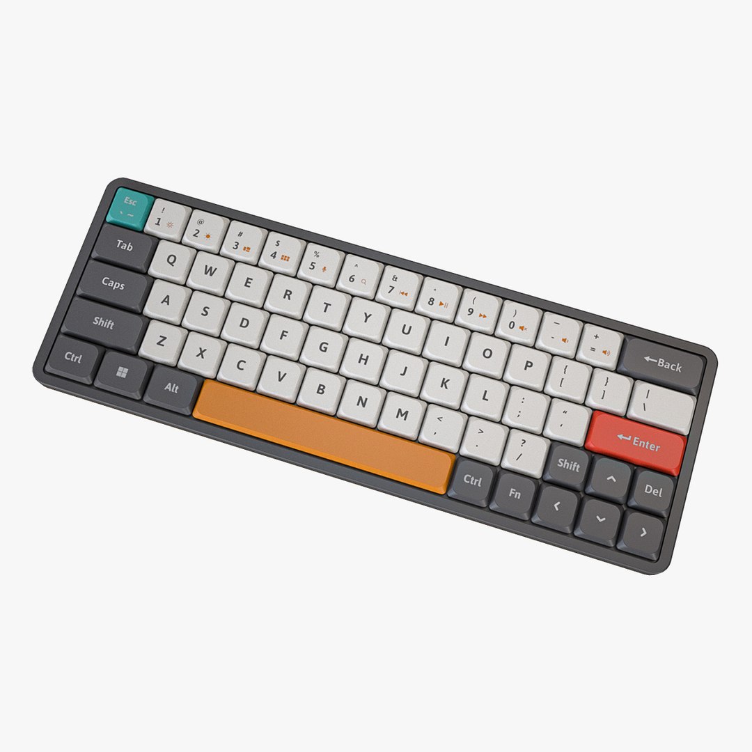 60-Percent Layout Keyboard Grey 3D model - TurboSquid 2074401