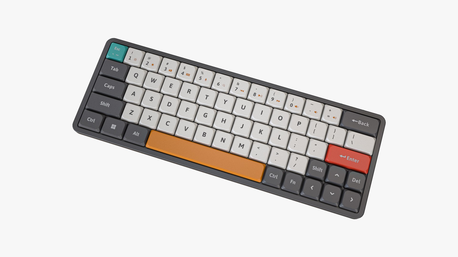 60-Percent Layout Keyboard Grey 3D model - TurboSquid 2074401