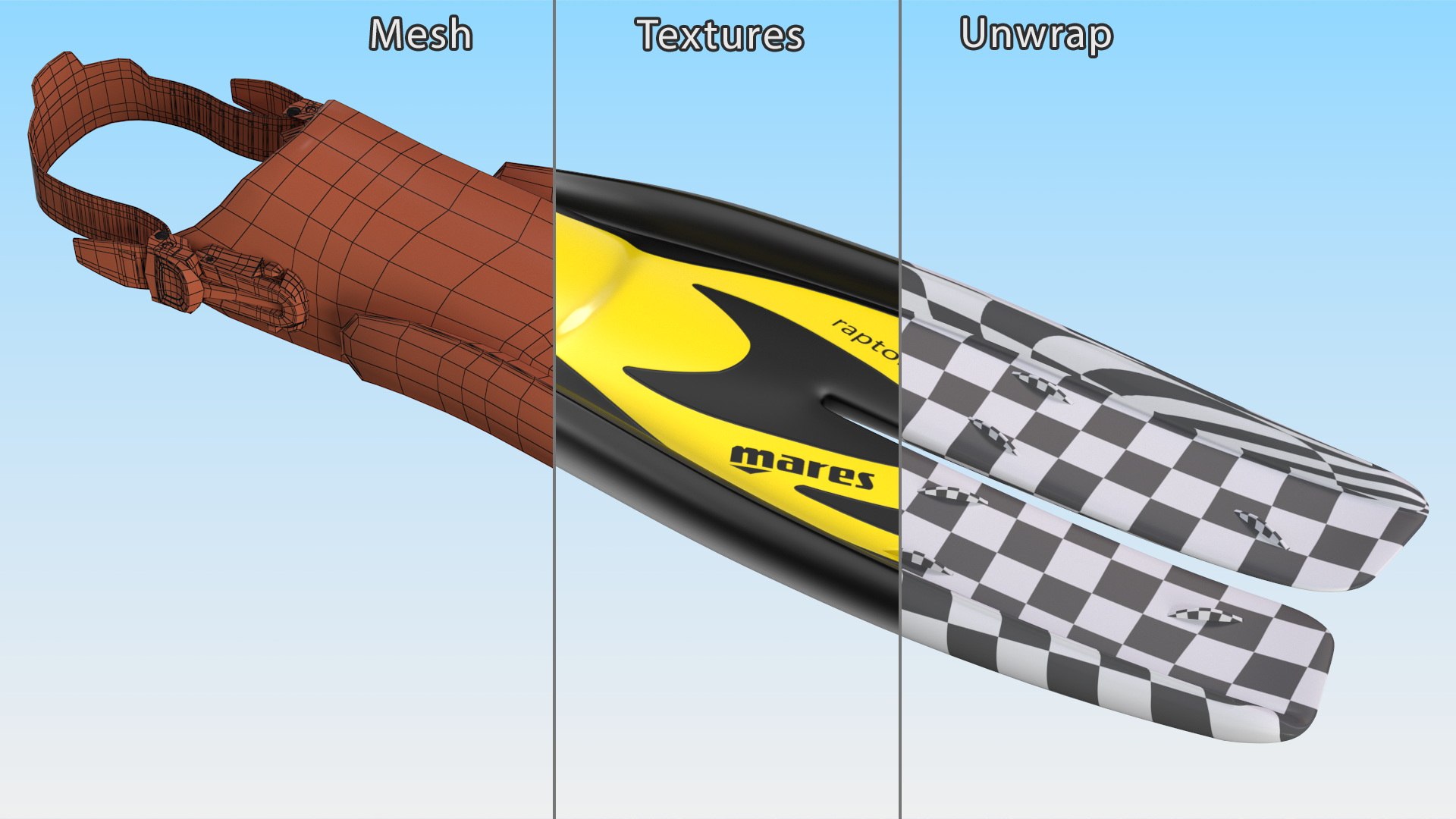 Open Heel Split Fin Yellow 3D model - TurboSquid 2147247
