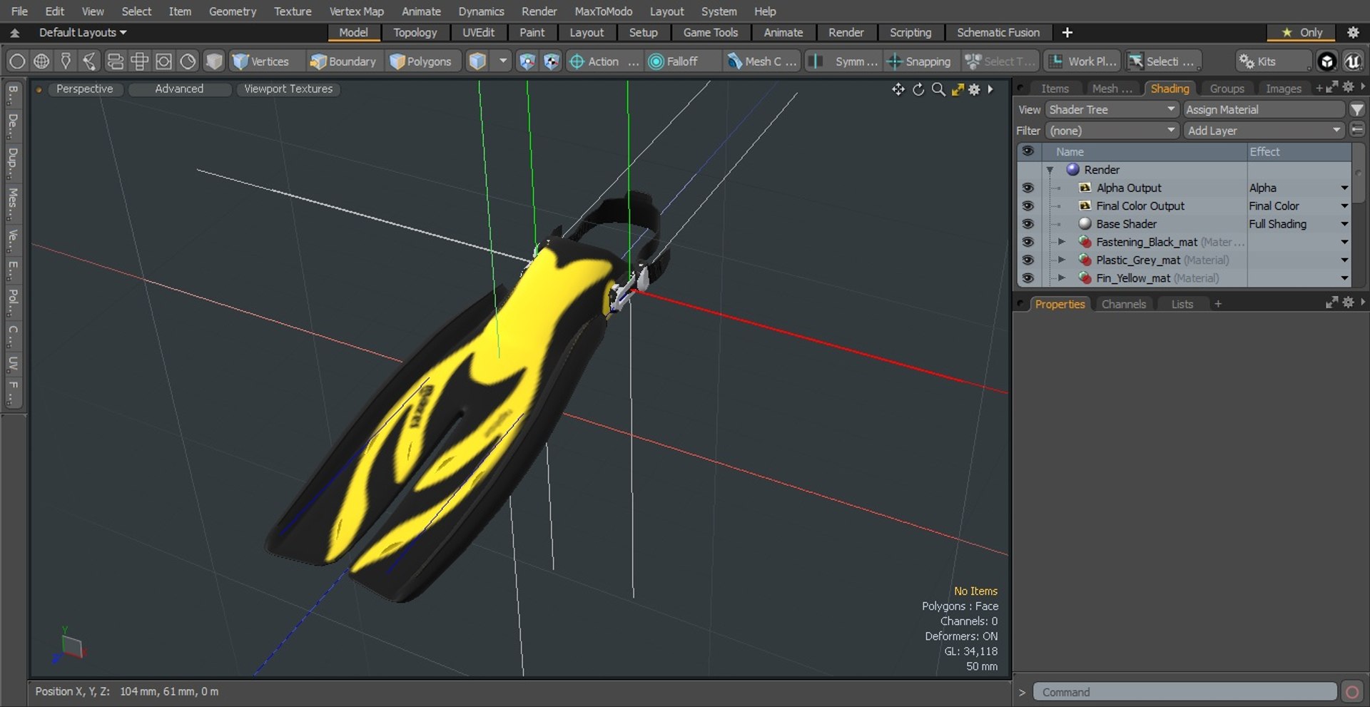 Open Heel Split Fin Yellow 3D model - TurboSquid 2147247