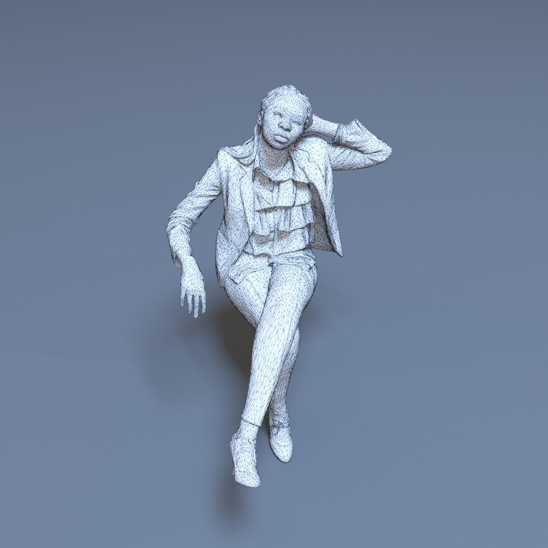 3d model business woman sitting people