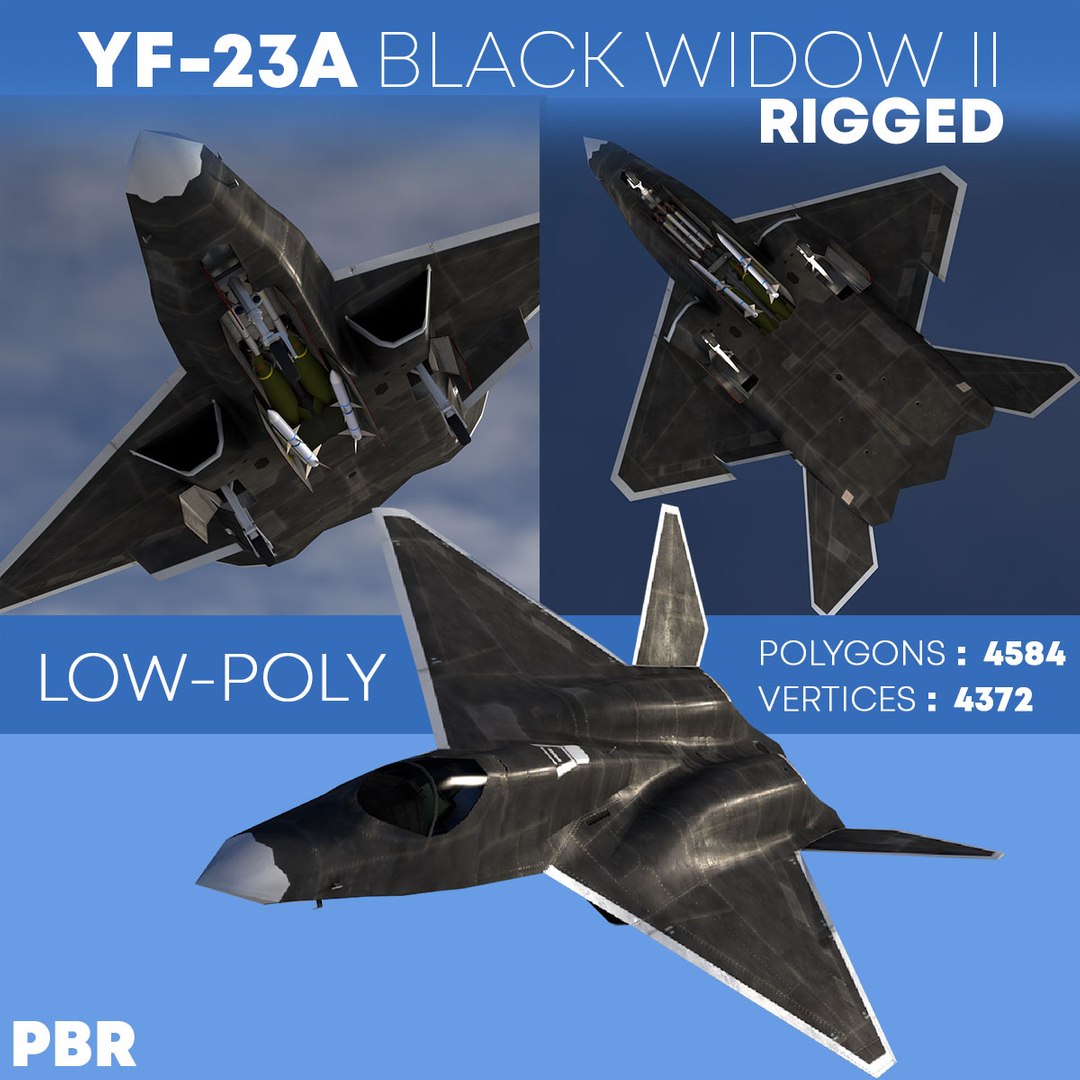 3D YF-23A BLACK-WIDOW-II Rigged - TurboSquid 1715713