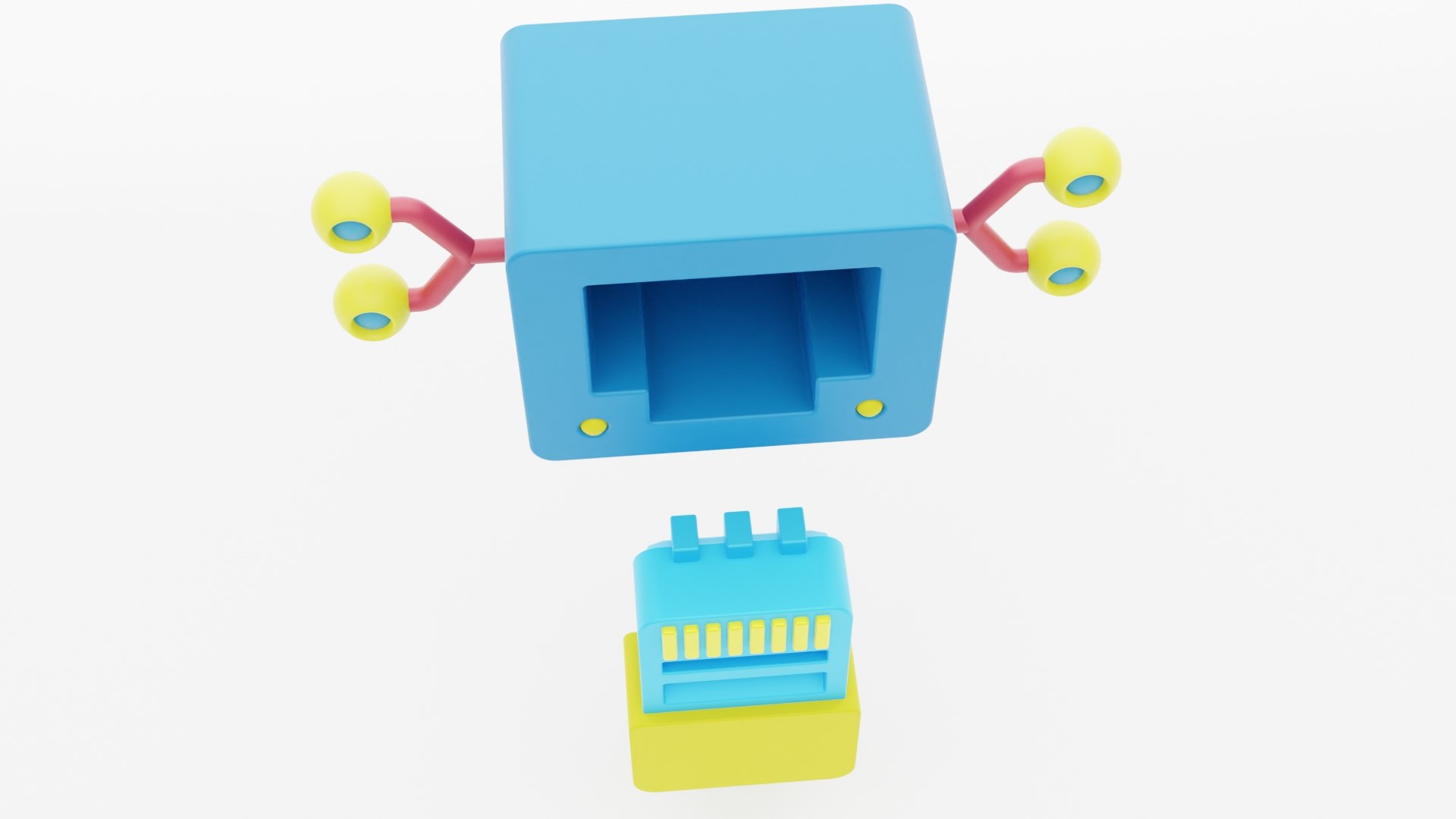 3D Model Ethernet Port 3d Icon Represented With LAN Cable Head And Plug ...