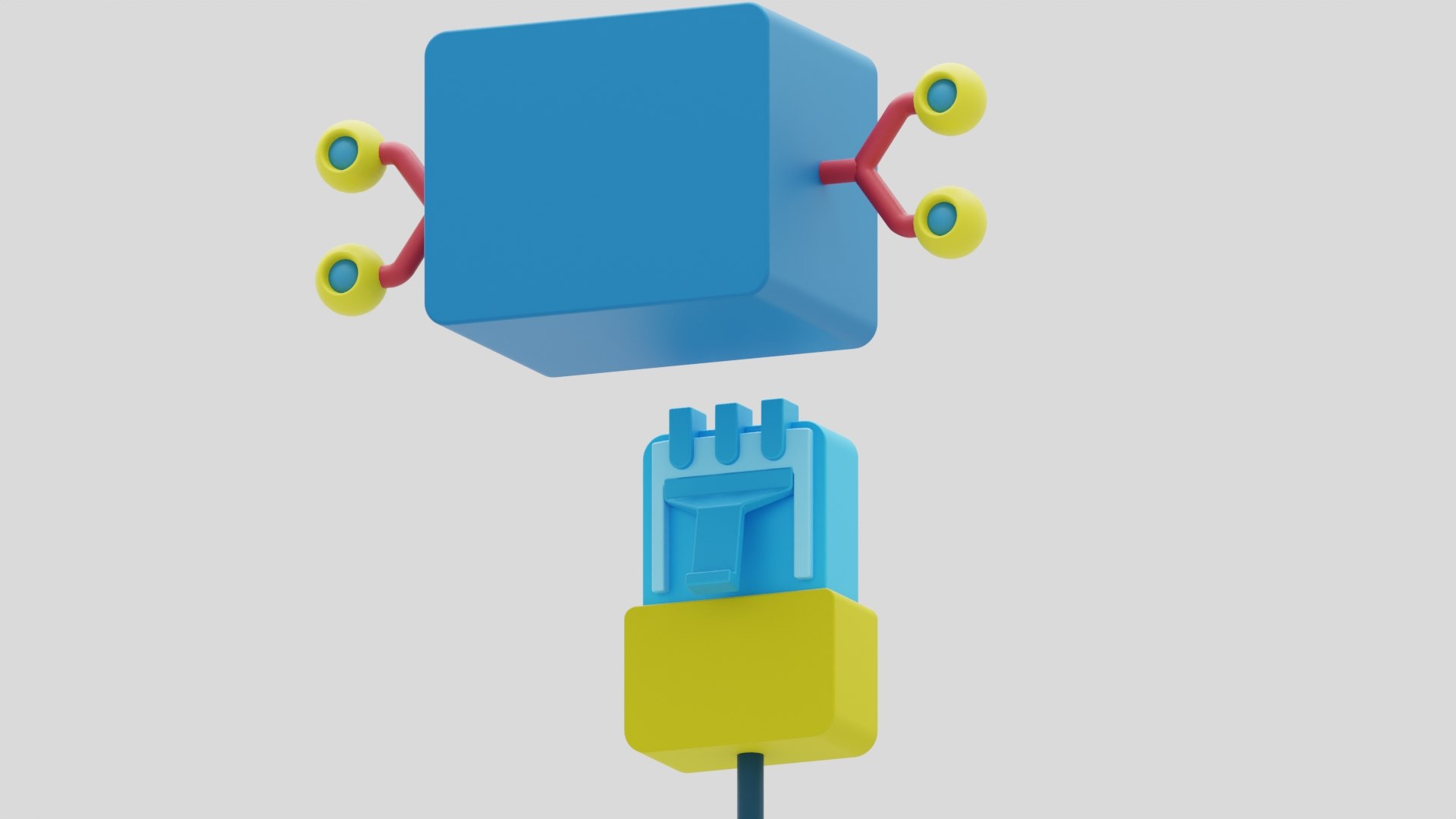 3D Model Ethernet Port 3d Icon Represented With LAN Cable Head And Plug ...