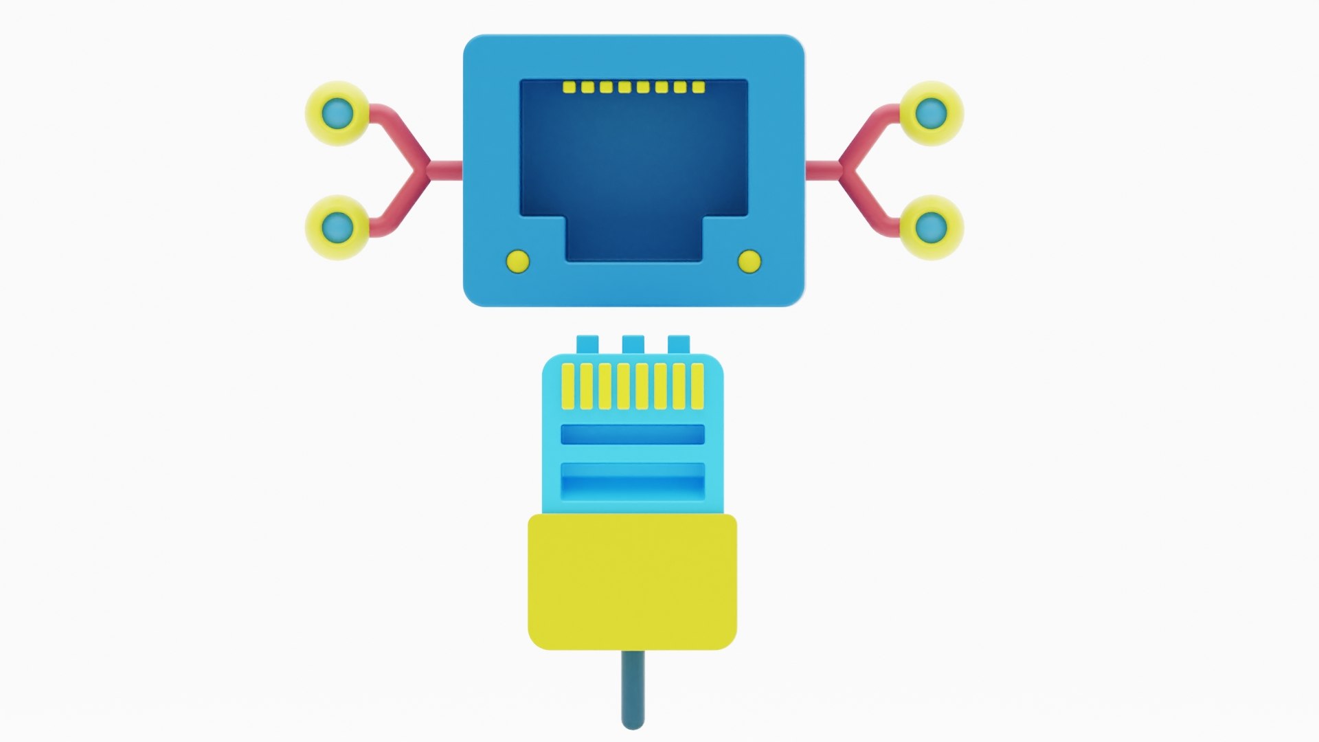 3D Model Ethernet Port 3d Icon Represented With LAN Cable Head And Plug ...