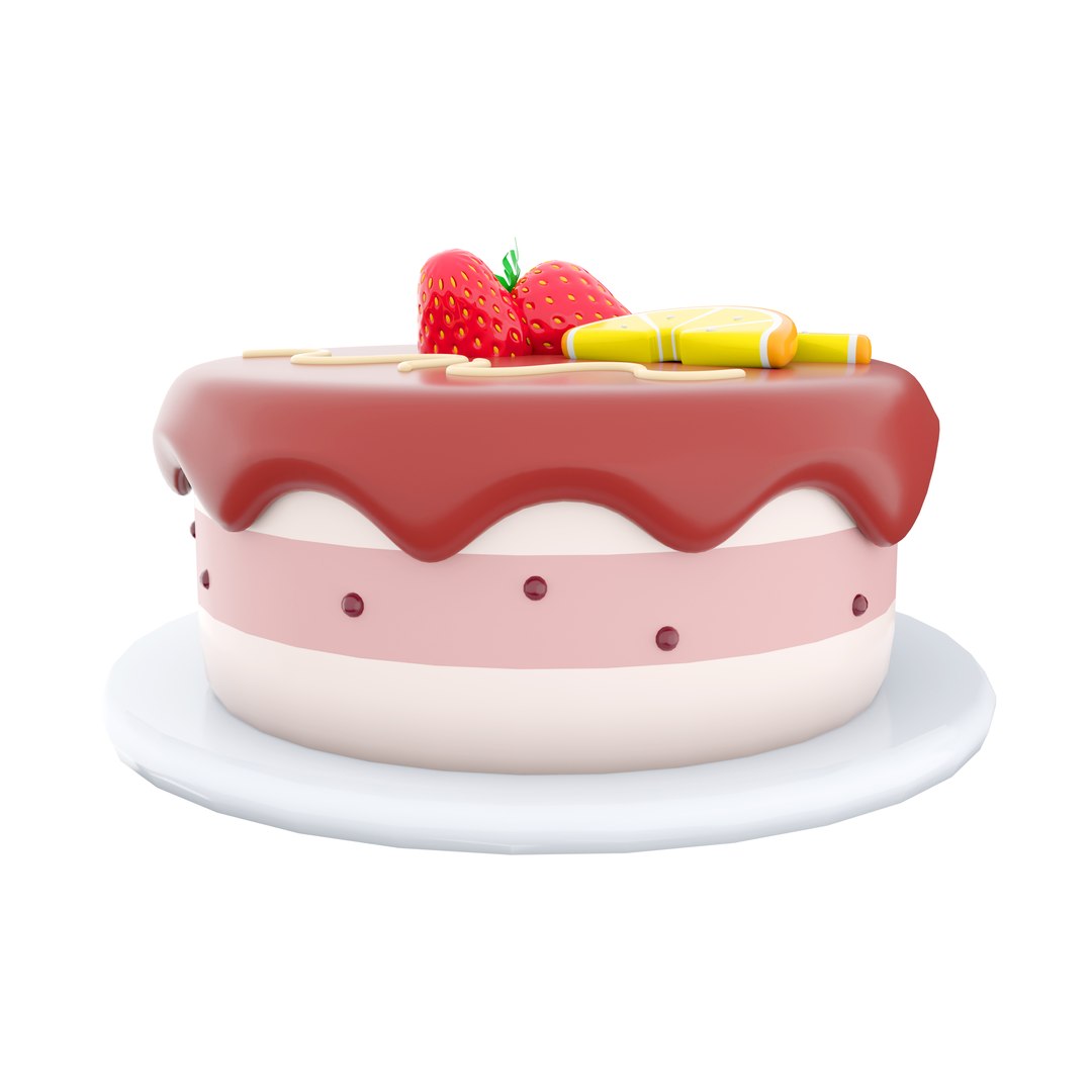 3D 3d Strawberry Lemon Cake Icon - TurboSquid 2044231