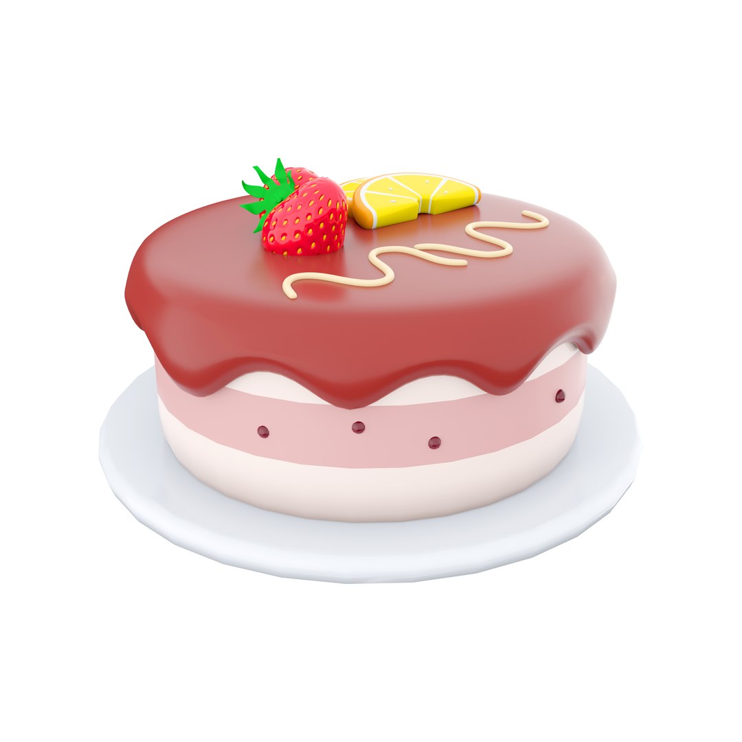 3D 3d Strawberry Lemon Cake Icon - TurboSquid 2044231
