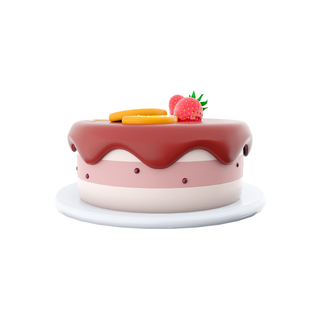 3D 3d Strawberry Lemon Cake Icon - TurboSquid 2044231