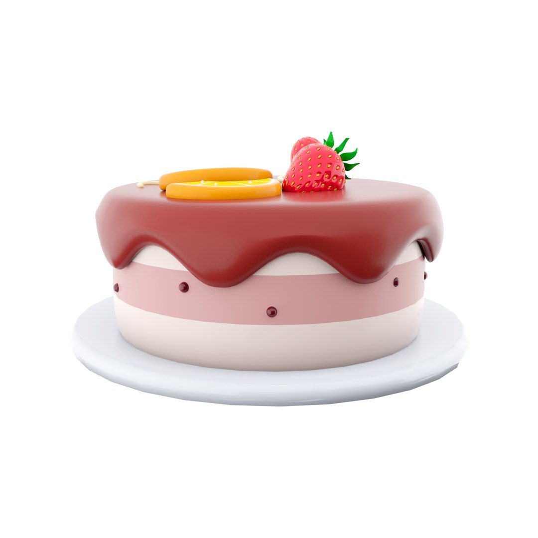 3D 3d Strawberry Lemon Cake Icon - TurboSquid 2044231