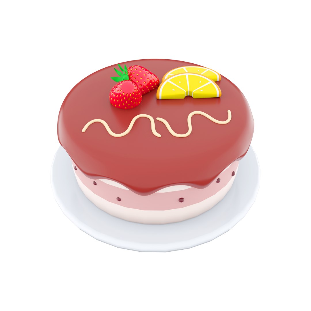 3D 3d Strawberry Lemon Cake Icon - TurboSquid 2044231
