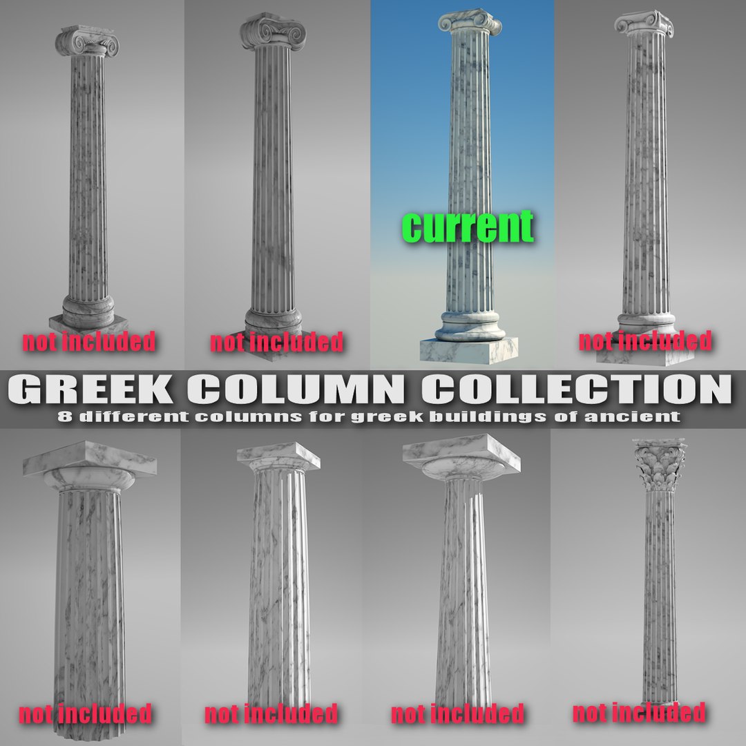 3d model greek column 3 ionic