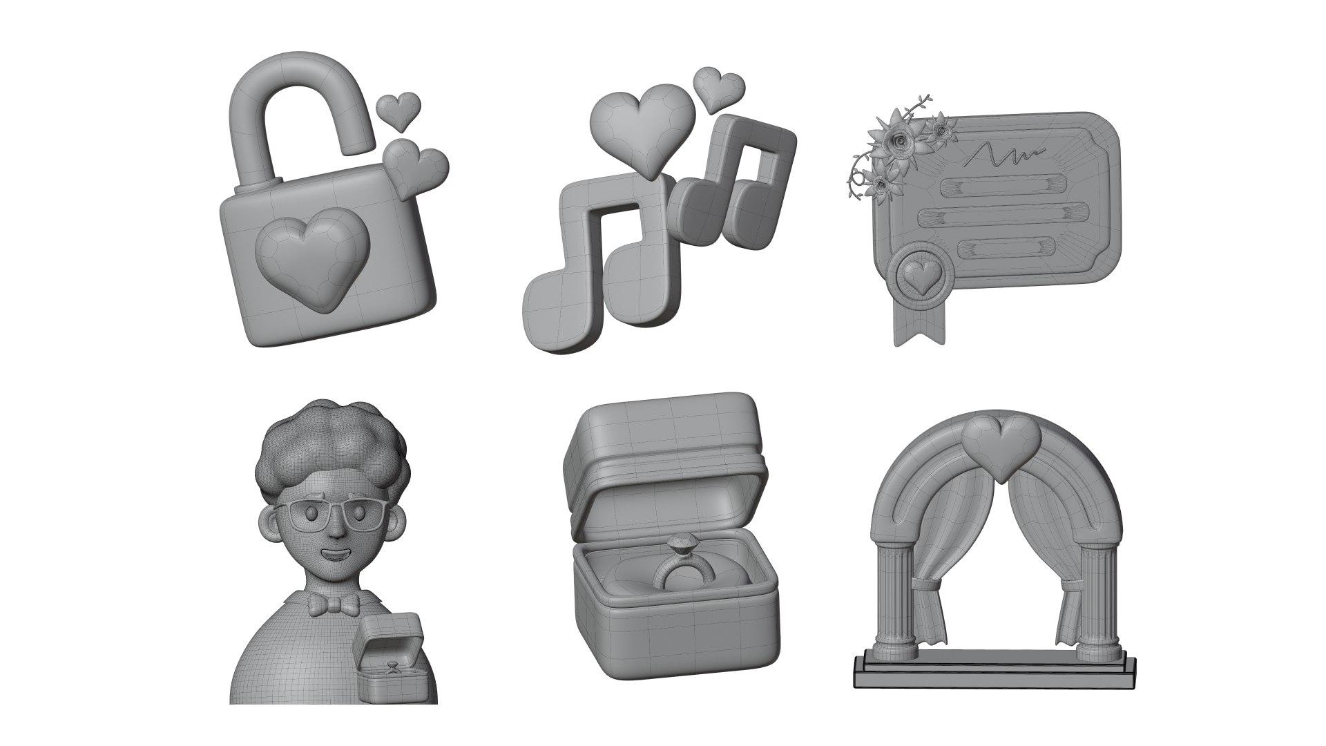 3D Model Wedding 3D Collection - TurboSquid 2317397