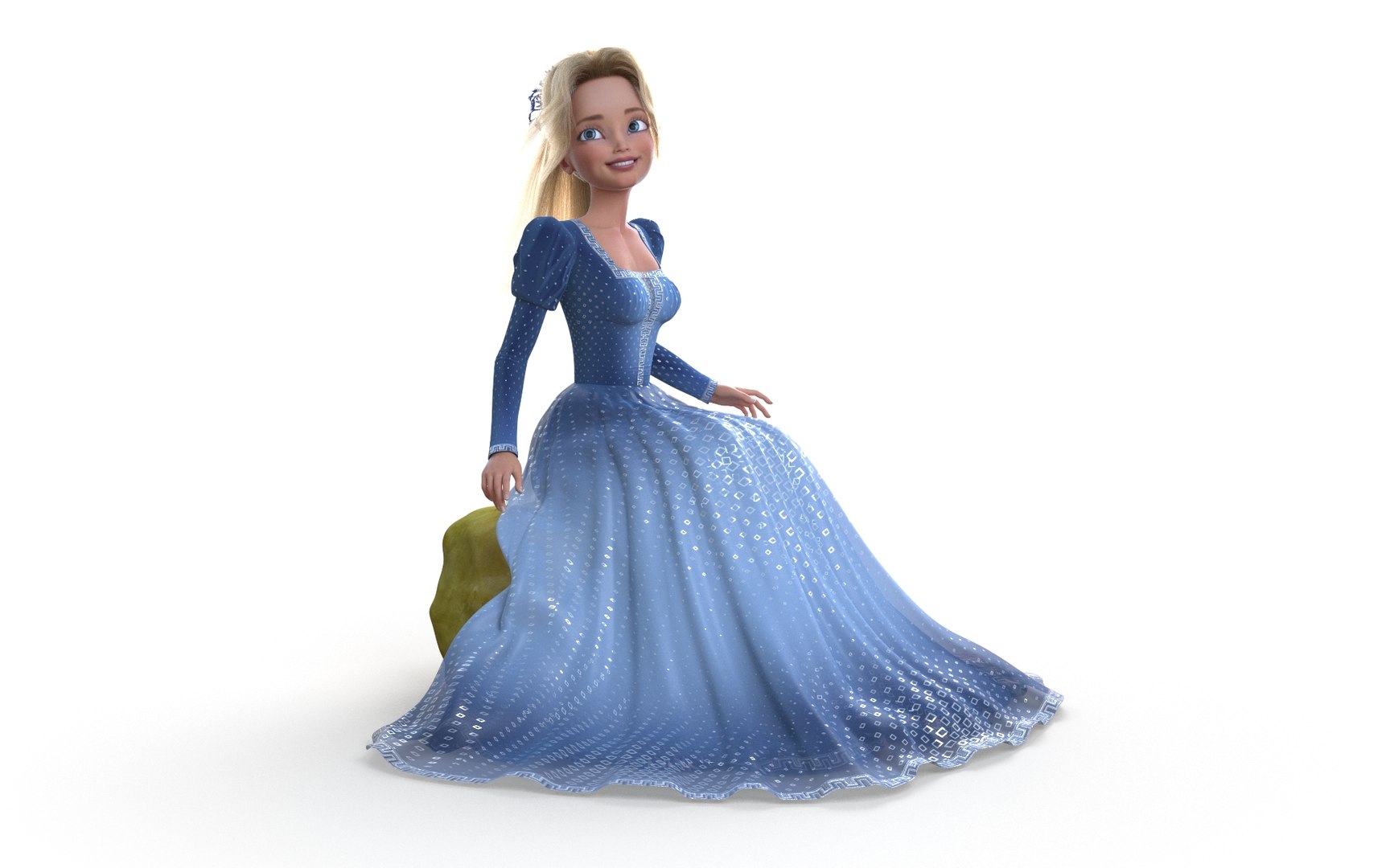 Cartoon Princess Blonde Sitting Blue 3D Model - TurboSquid 2270939