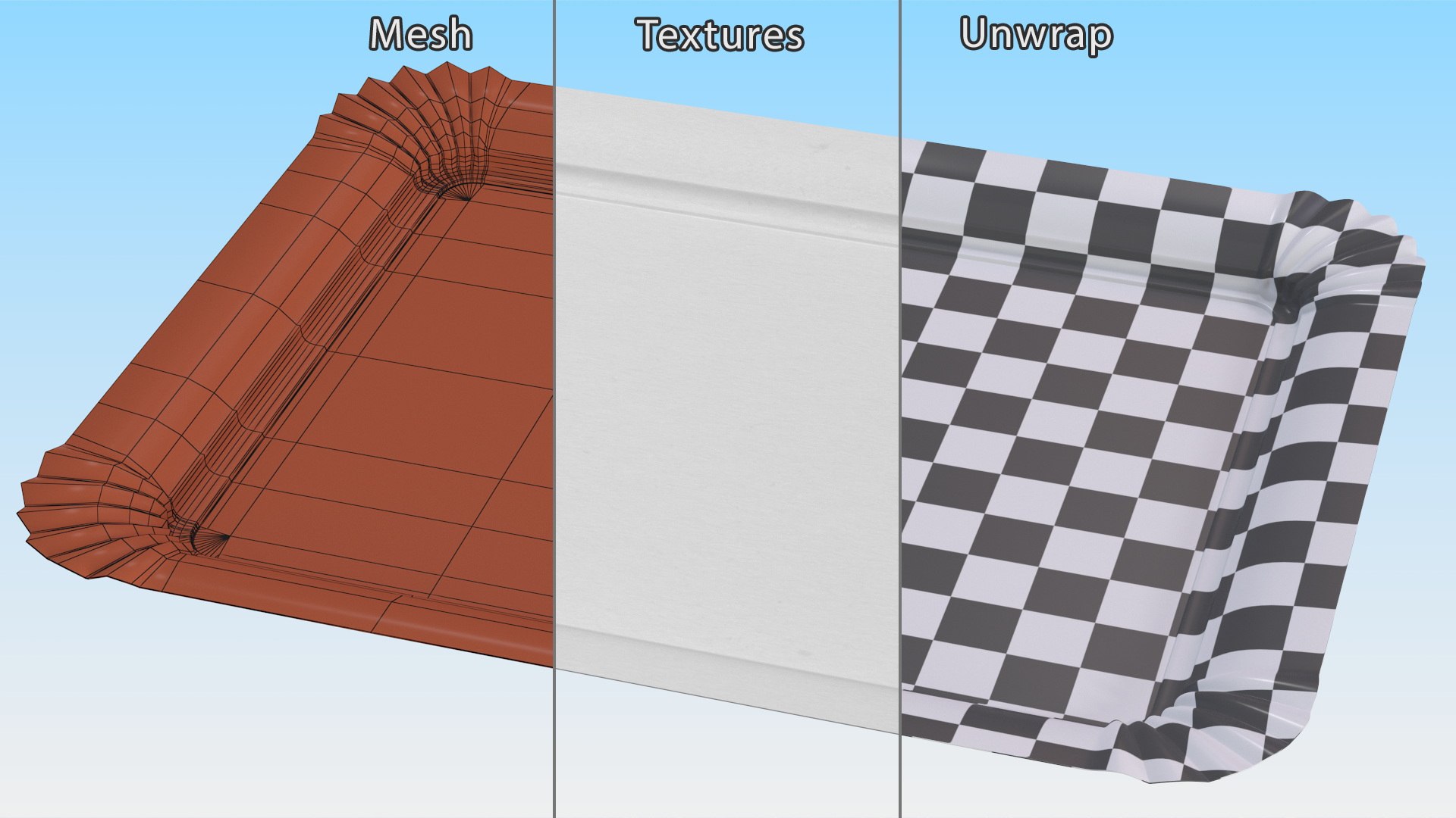 3D White Rectangle Paper Plate - TurboSquid 2078074