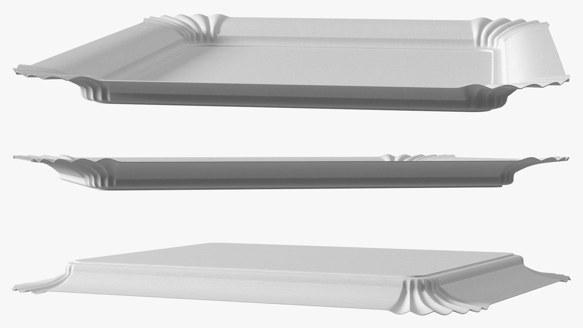 3D White Rectangle Paper Plate - TurboSquid 2078074