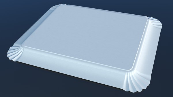 modelo 3d White Rectangle Paper Plate - TurboSquid 2078074