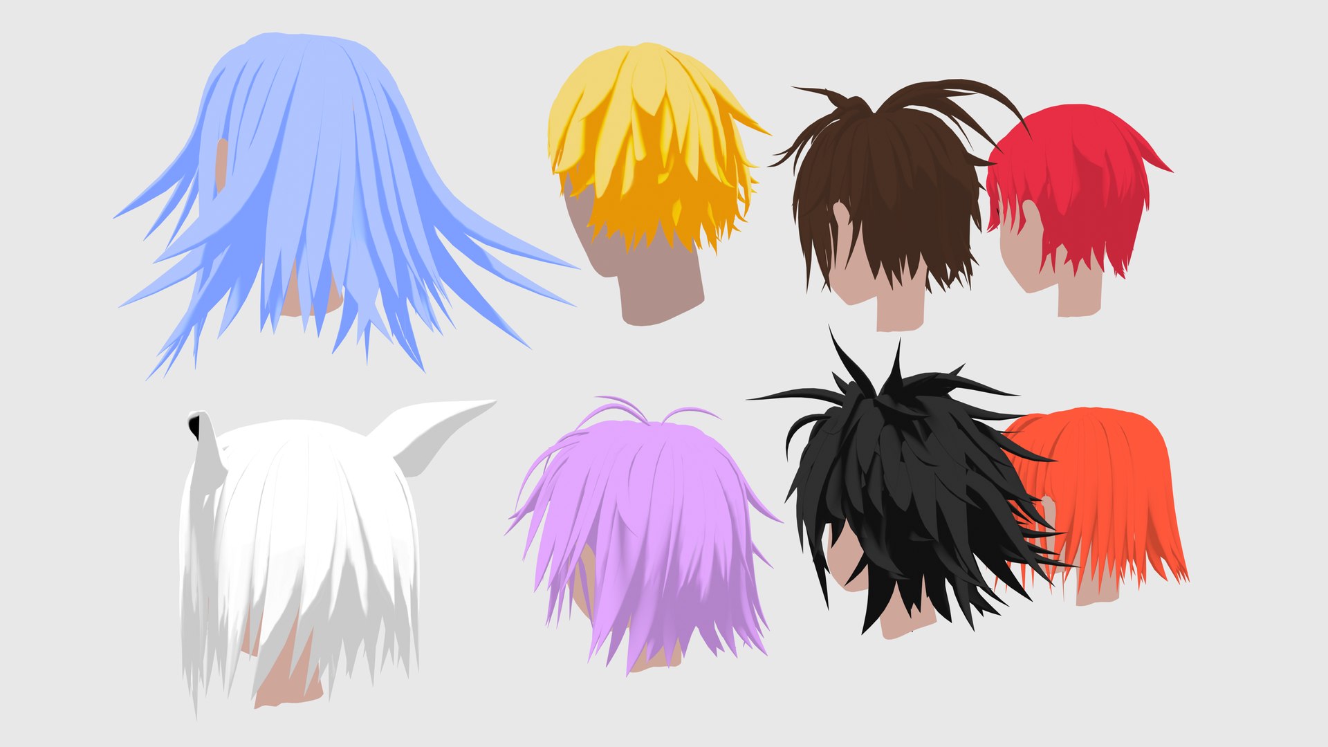 3D Anime Hair - TurboSquid 1611960