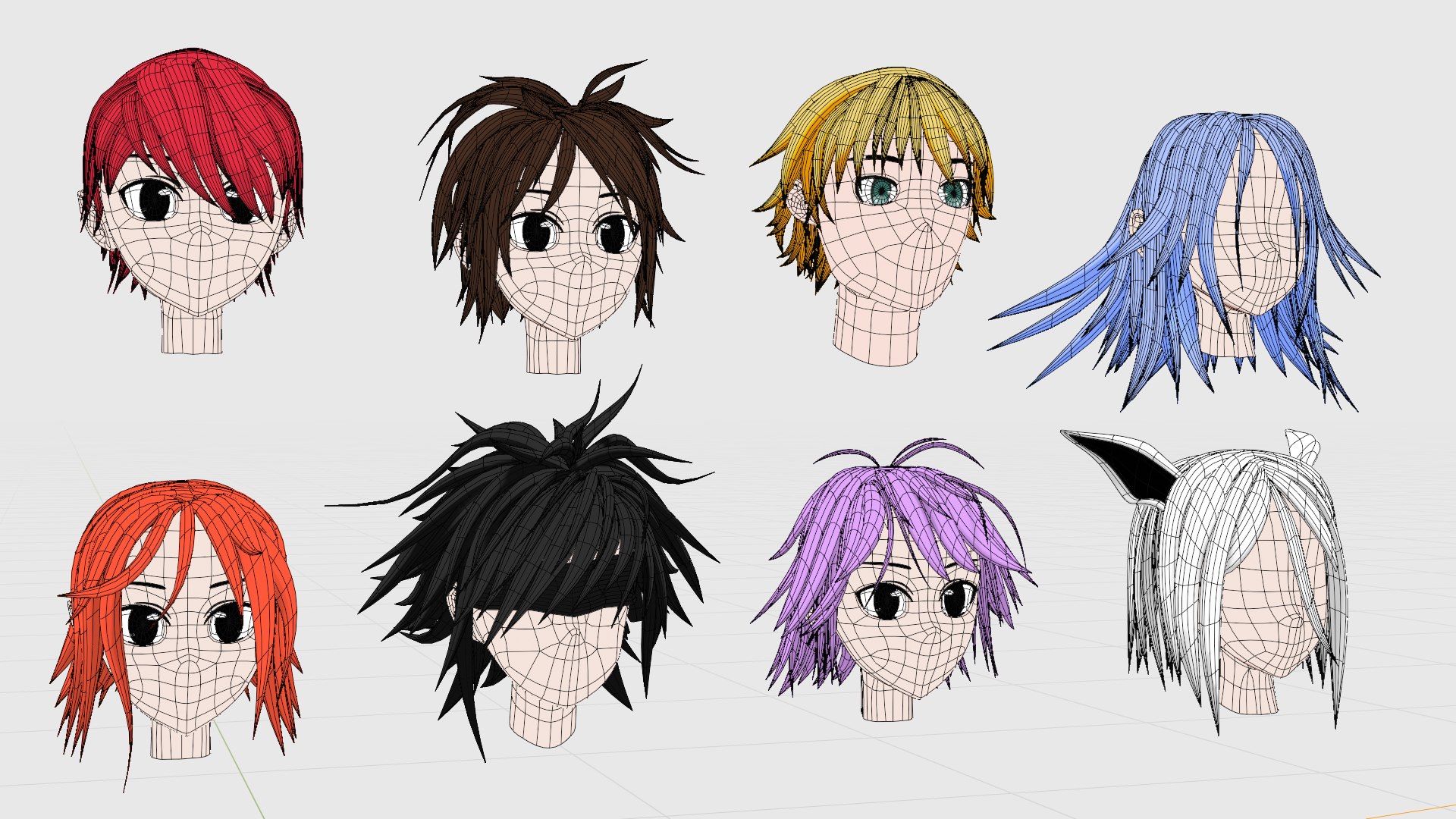 3D Anime Hair - TurboSquid 1611960