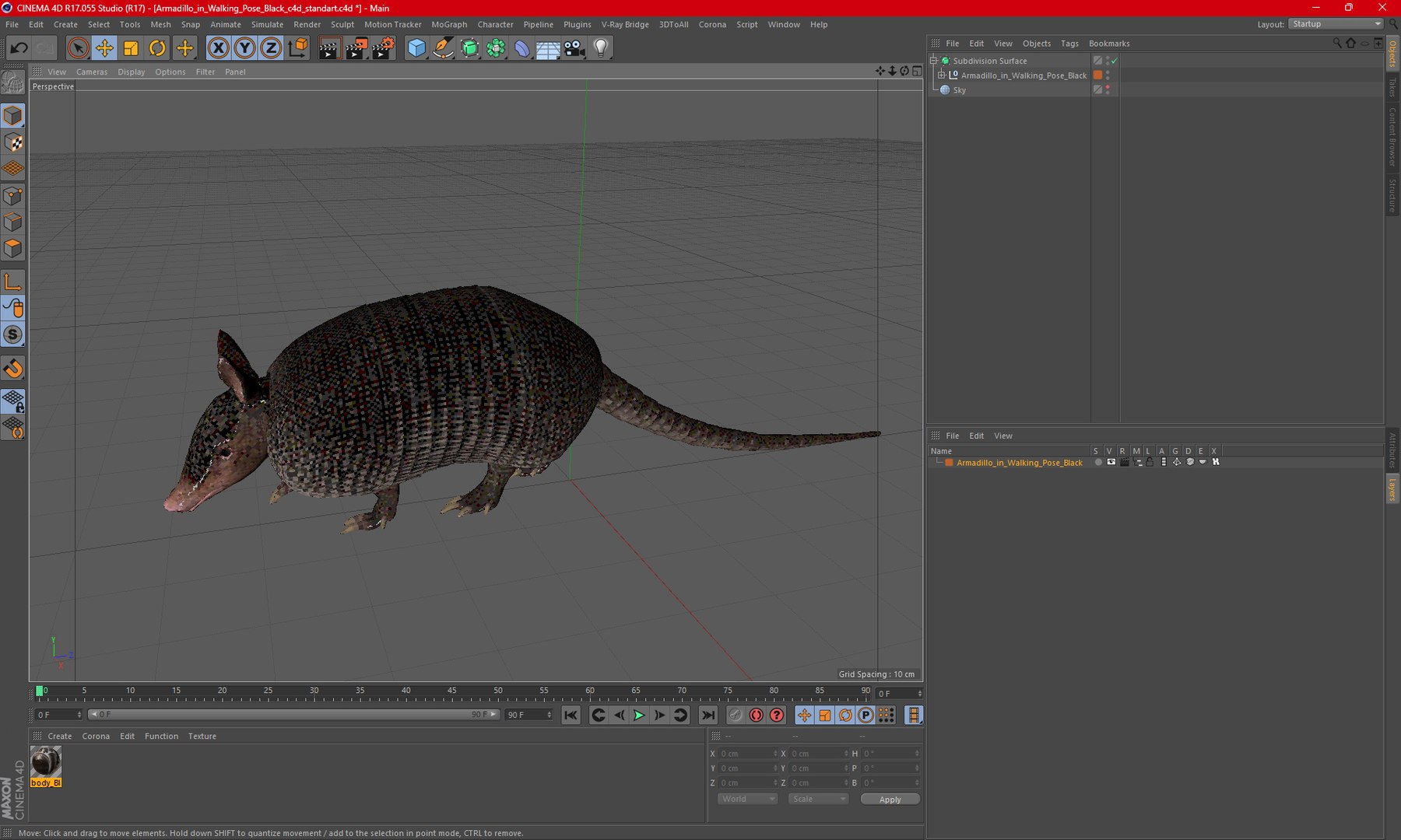3D Armadillo In Walking Pose Black - TurboSquid 2248085