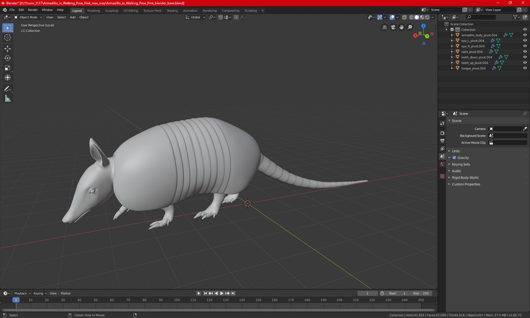 3D Armadillo In Walking Pose Black - TurboSquid 2248085