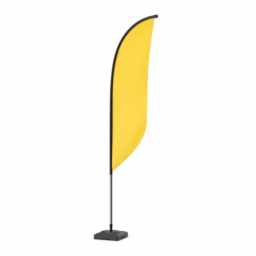 Flagpole Banner Yellow 3D - TurboSquid 2180150