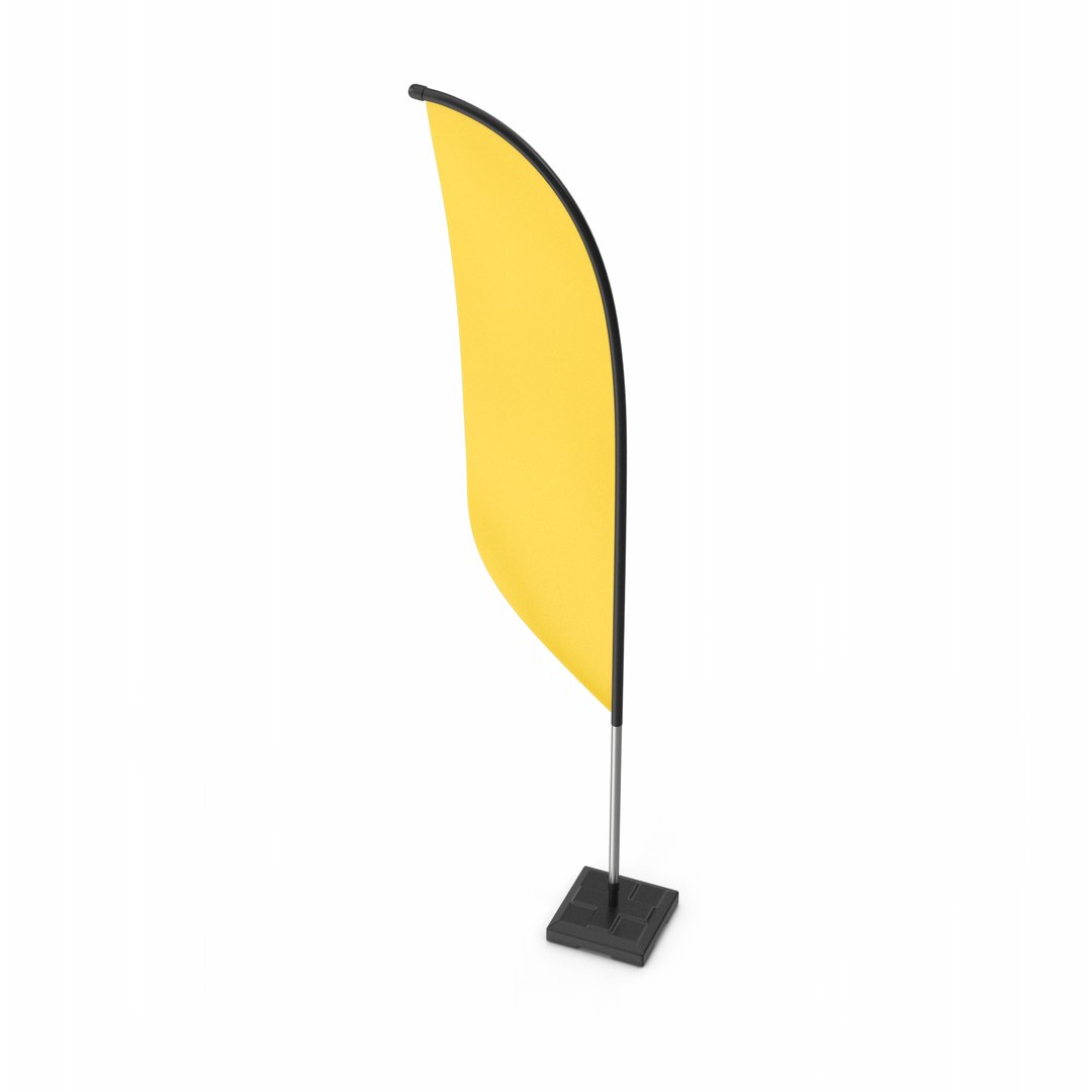 Flagpole Banner Yellow 3D - TurboSquid 2180150
