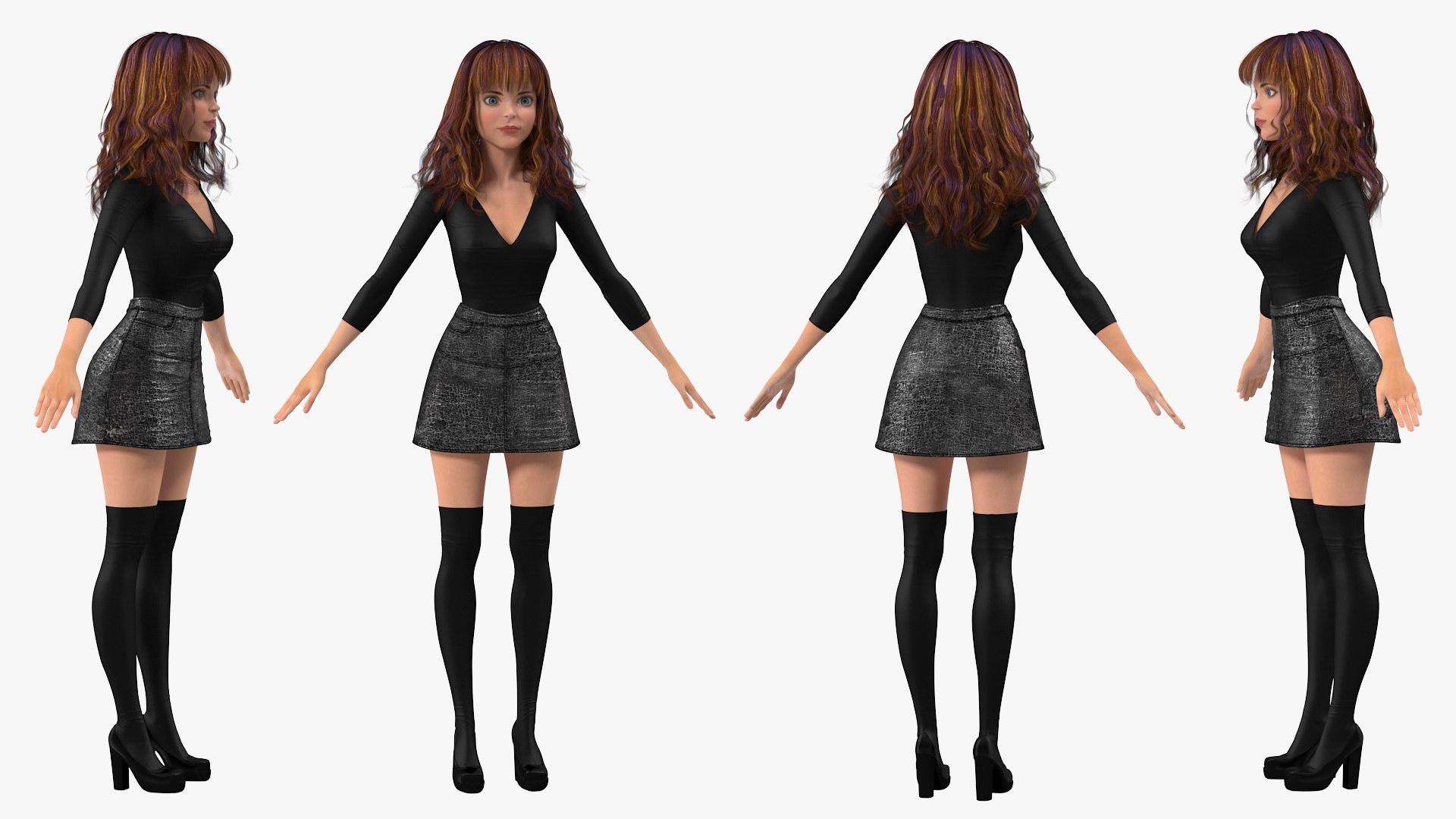 Cartoon Young Girl Youth 3D Model - TurboSquid 1486683