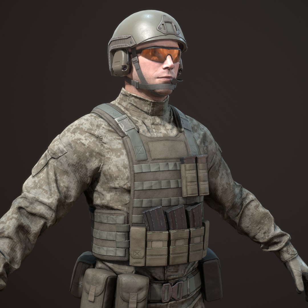 Pistol Soldier Rigged Realtime 3D - TurboSquid 1414036