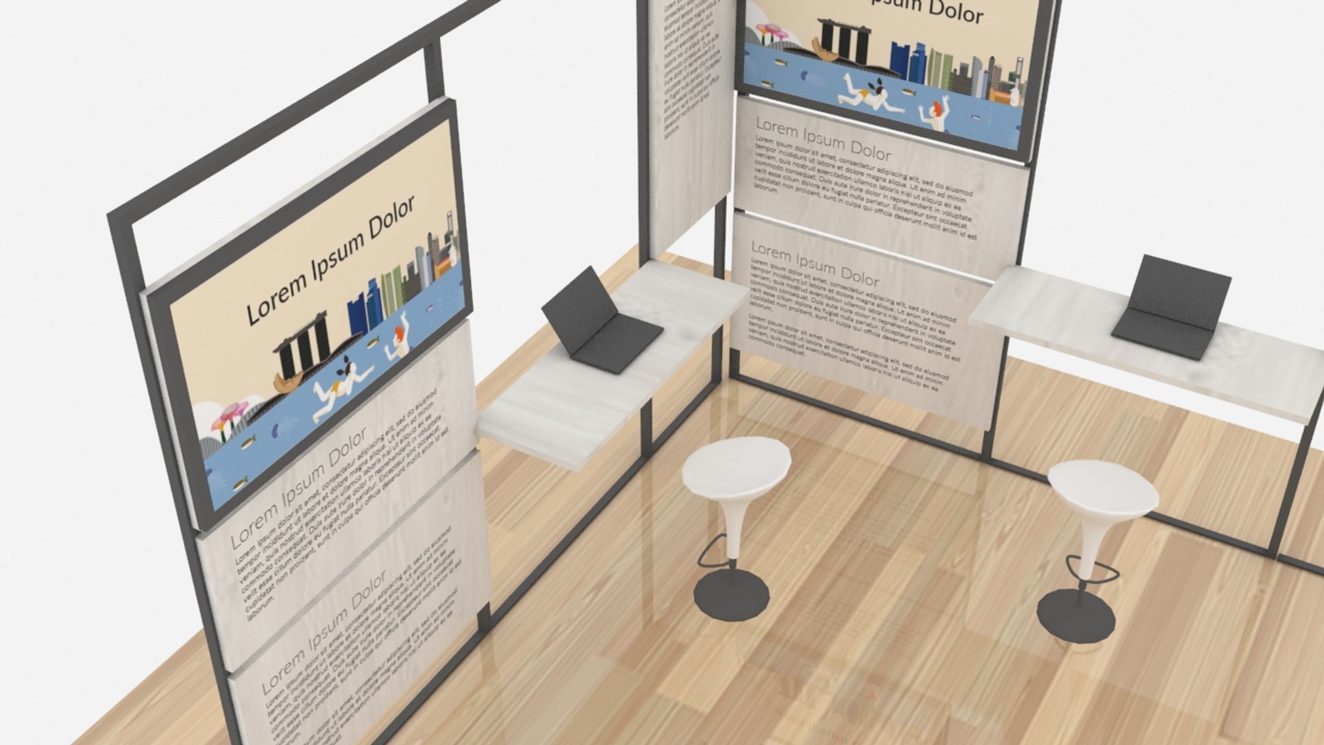 3D model metal frame exhibition booth - TurboSquid 1526655