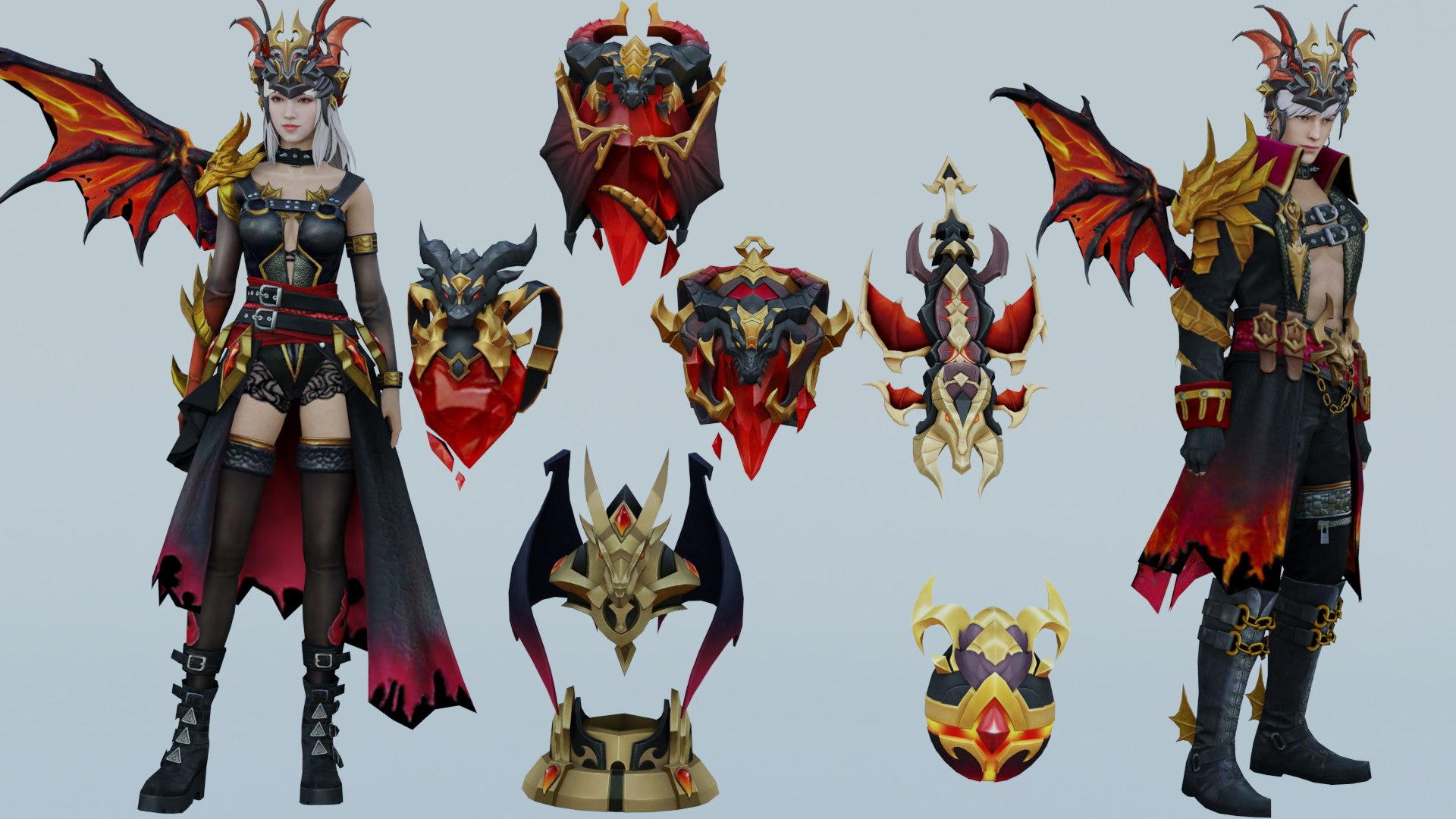 3D Male Flaring Beast Bundle Female Flaring Beast Bundle Backpack ...