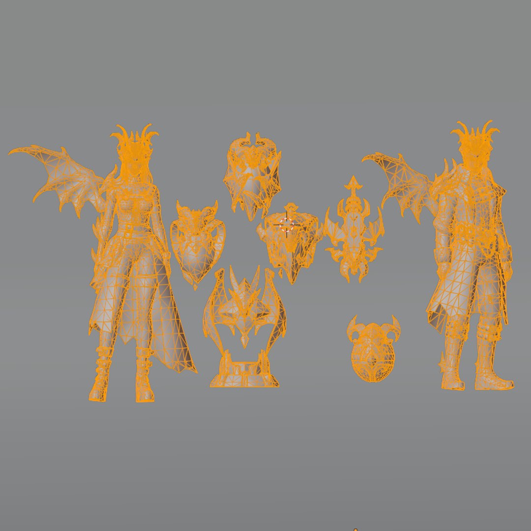 3D Male Flaring Beast Bundle Female Flaring Beast Bundle Backpack ...