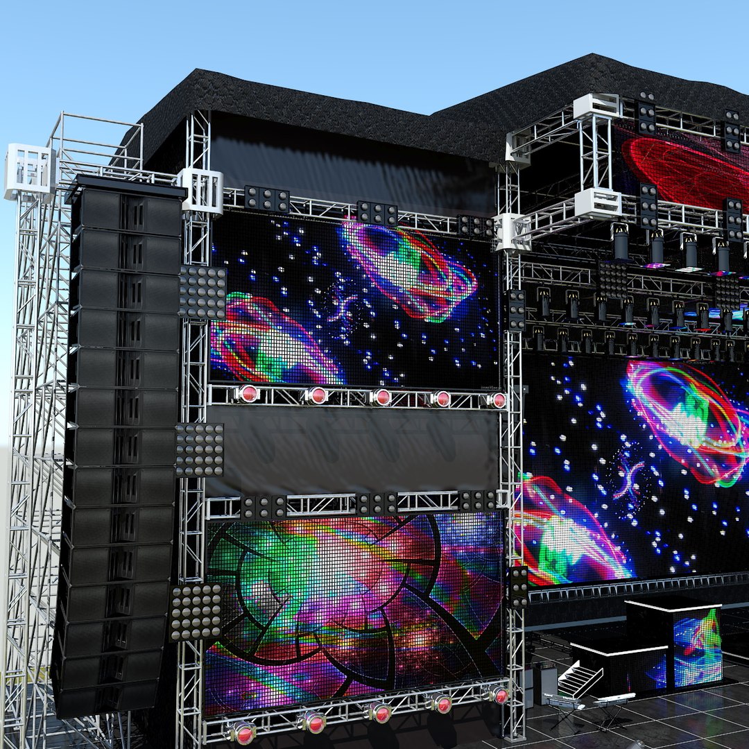 3d Model Mega Dj Stage Set