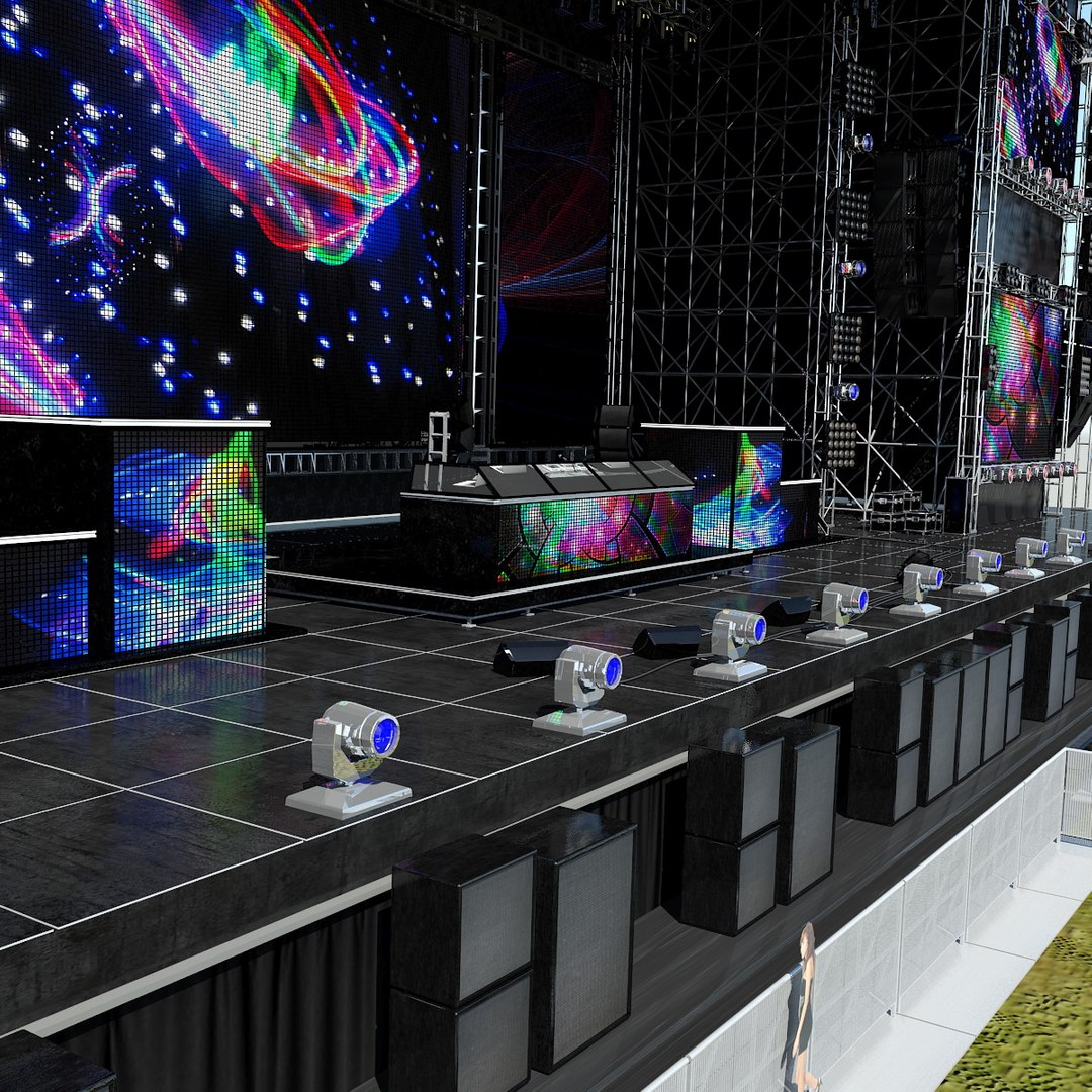 3d Model Mega Dj Stage Set