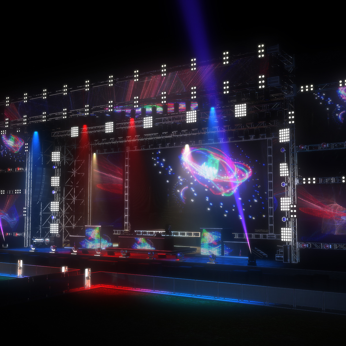 3d model mega dj stage set