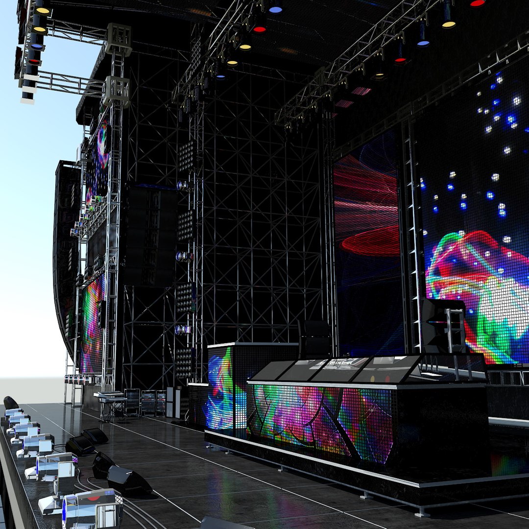 3d Model Mega Dj Stage Set