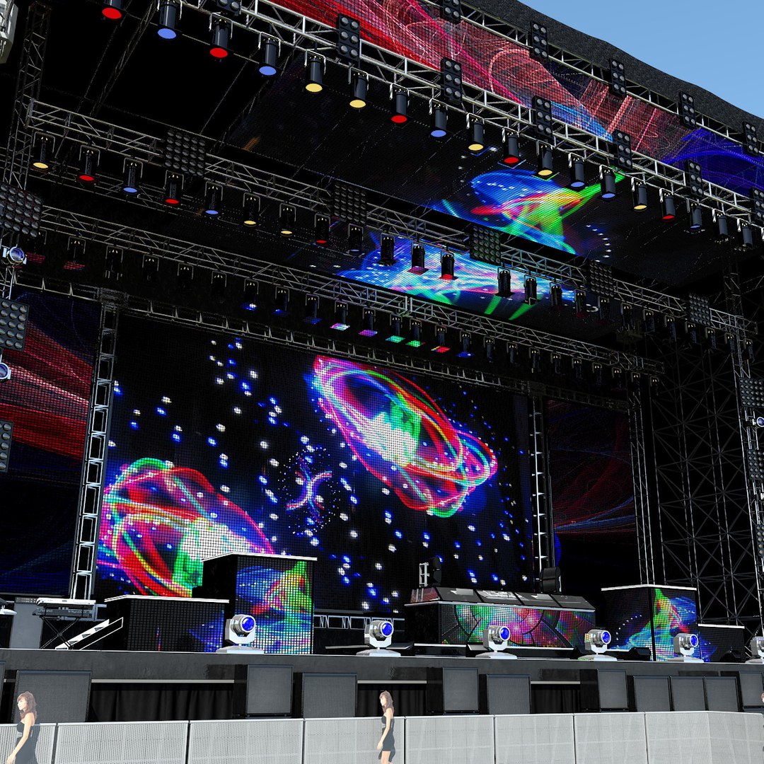 3d Model Mega Dj Stage Set
