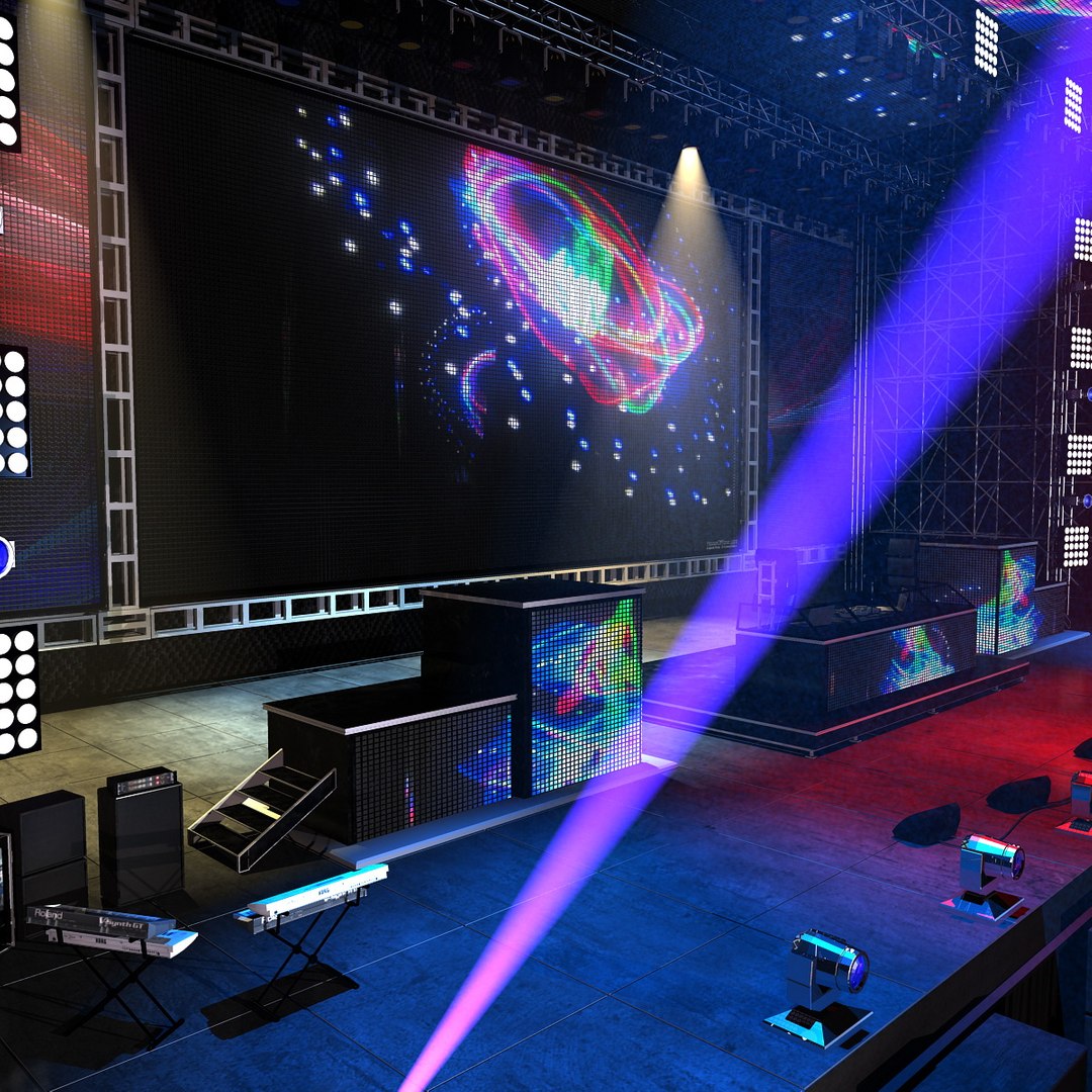 3d Model Mega Dj Stage Set