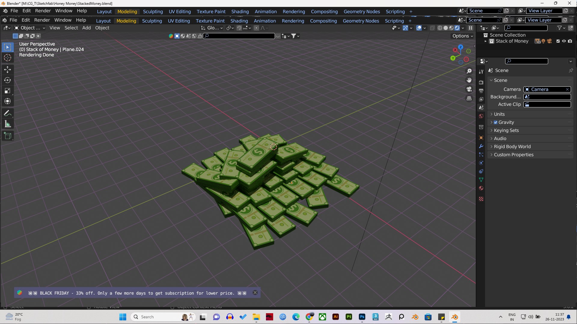 Stacked Dollar bundle model - TurboSquid 2156528