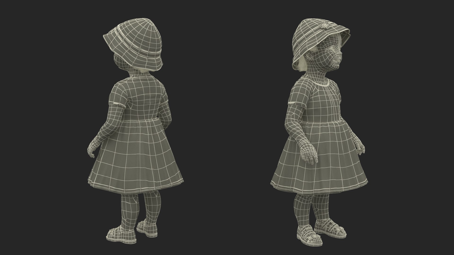 3D Toddler Girl Everyday Summer Dress Standing Model - TurboSquid 2290046